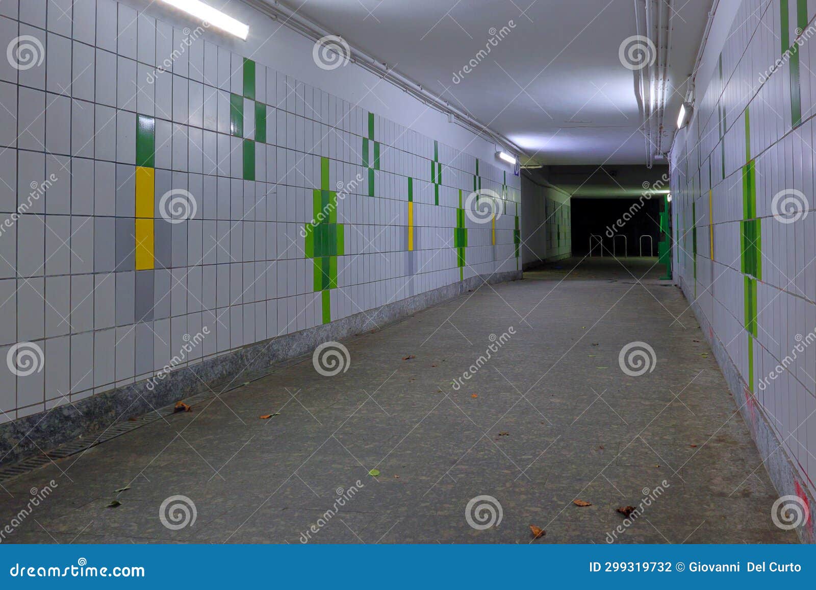 Railway Underpass at Night with Lights Stock Photo - Image of tube ...