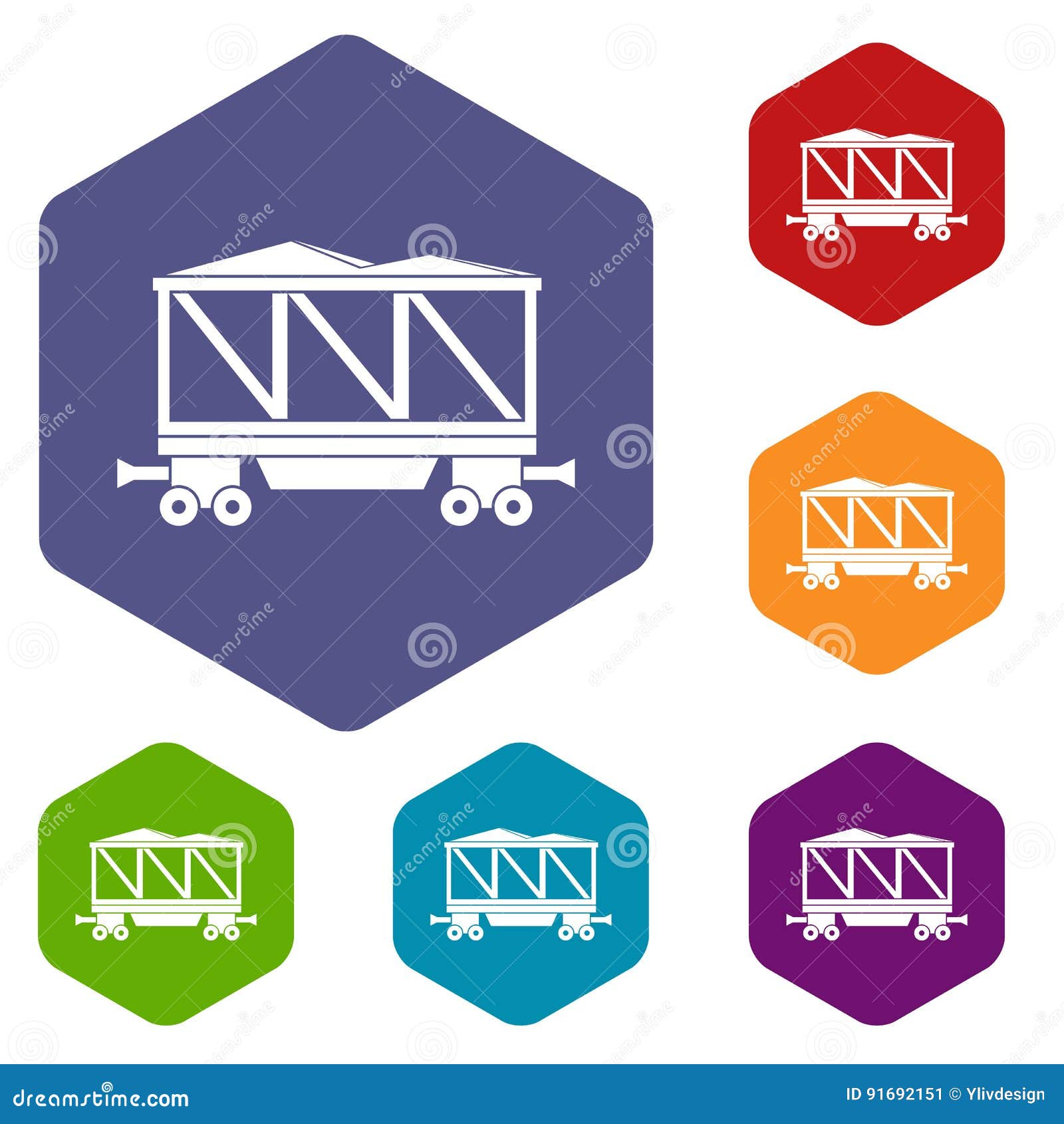 Railway Wagon Icons Set Hexagon Stock Vector - Illustration of ...