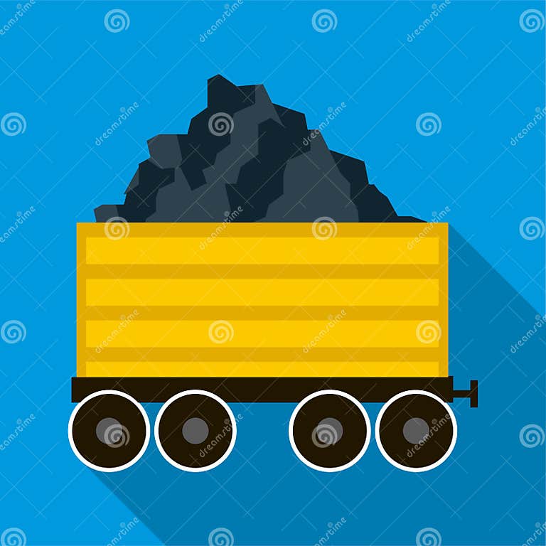Railway Wagon Loaded with Coal Icon, Flat Style Stock Vector ...
