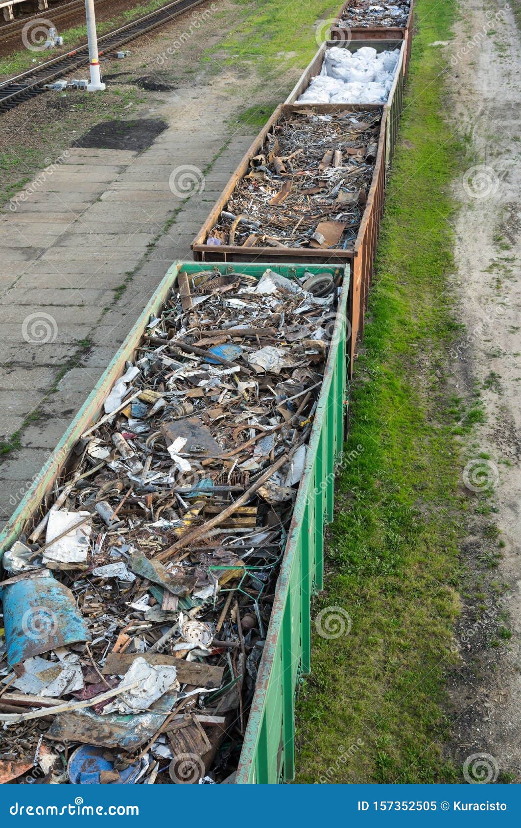 Railway Wagons with Scrap Metal for Metal Recycling Stock Image - Image ...