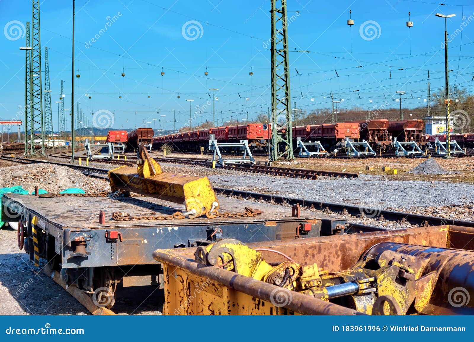 Railway Wagons on Tracks in the Freight Yard Stock Photo - Image of ...
