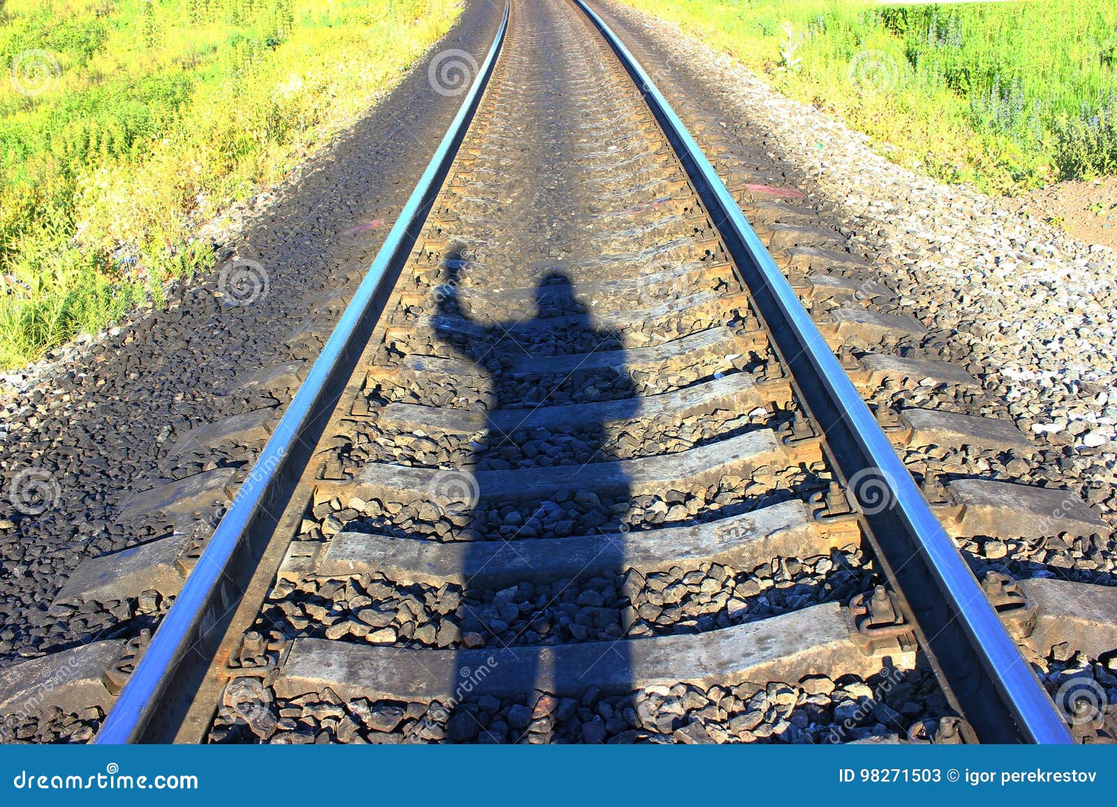 The Railway, the Walking Shadow of a Man Stock Image - Image of shadow ...