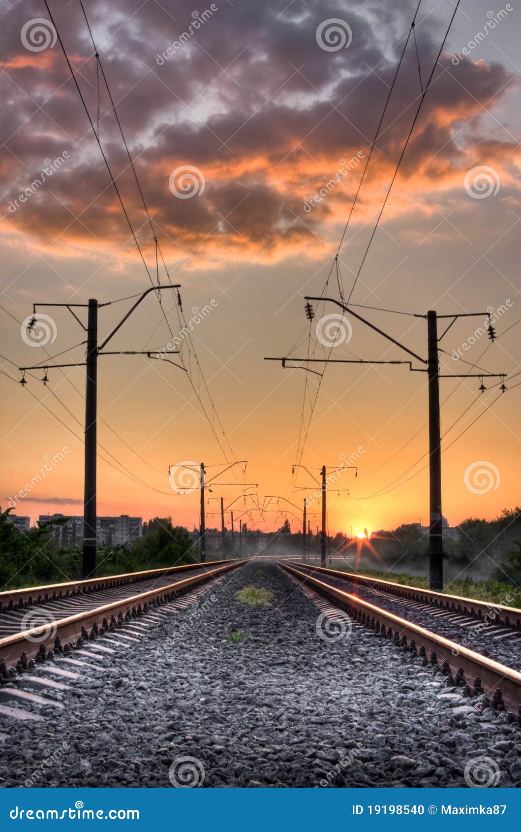 Railway Way on Sunset of a Sun Stock Photo - Image of metal, skin: 19198540