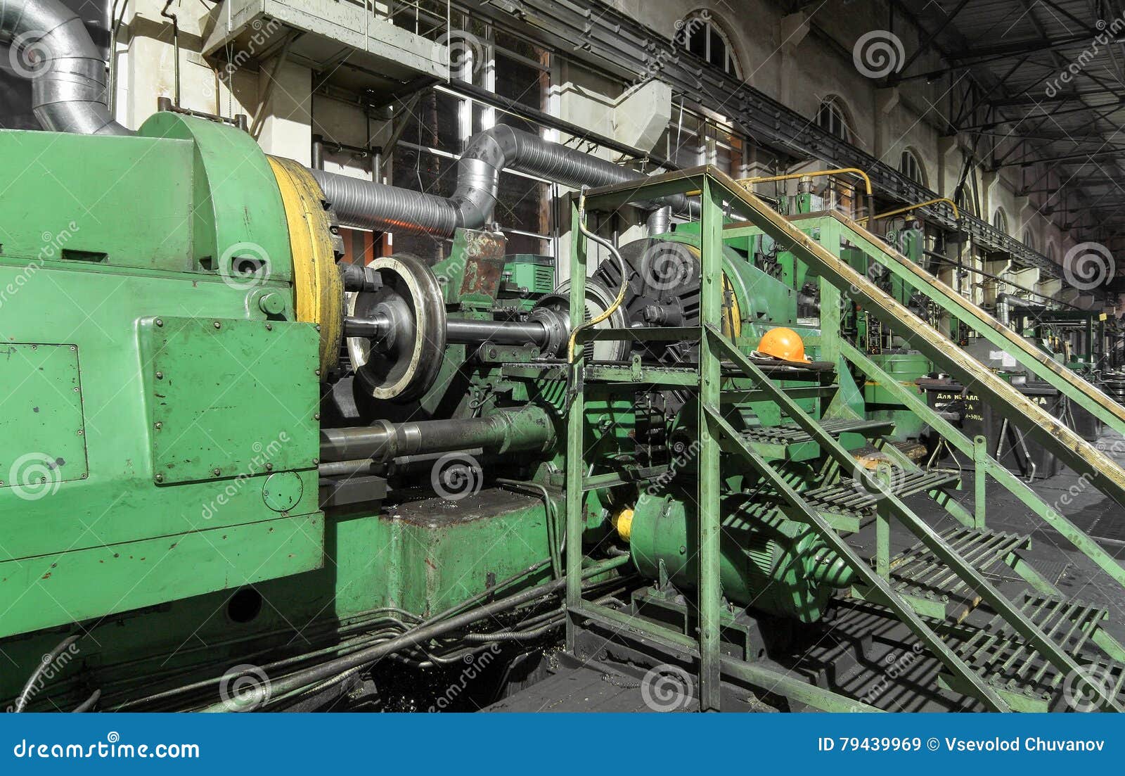 Railway Wheels Subway Train in Metal Working Machine Stock Image ...