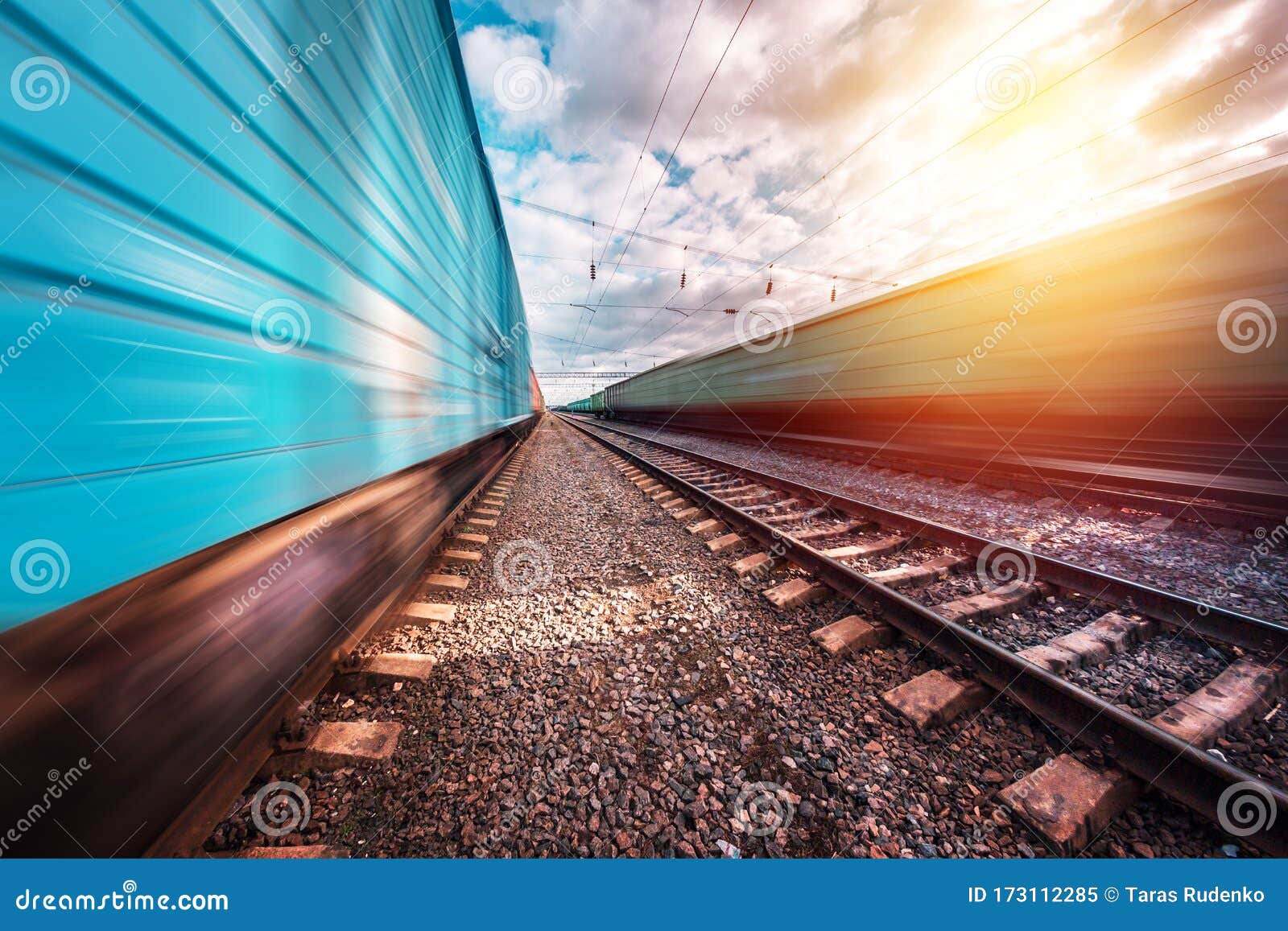 Railway on Which Trains Move with Speed Stock Image - Image of rails ...
