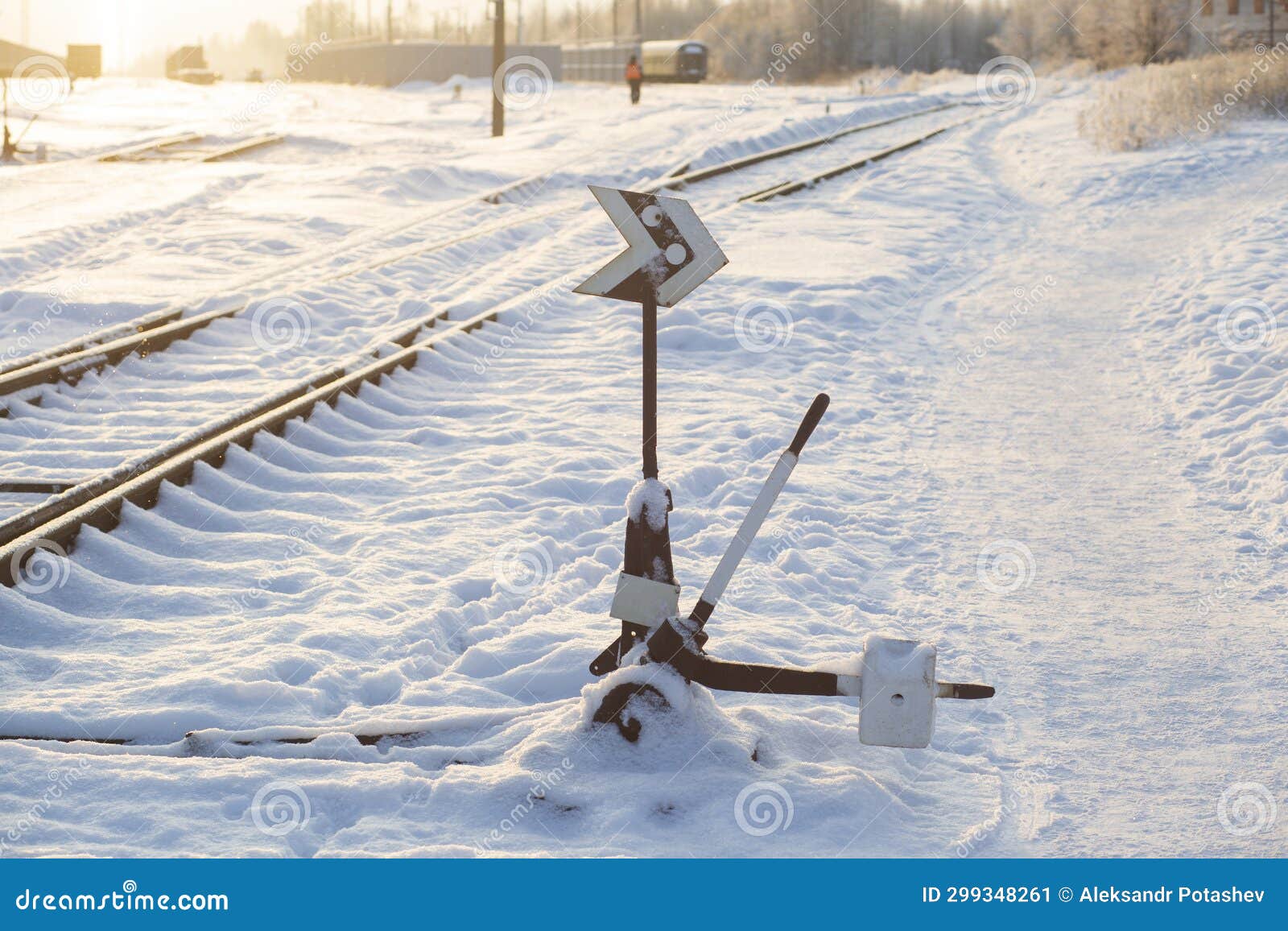 The Railway in Winter.the Arrow of the Railway Stock Image - Image of ...