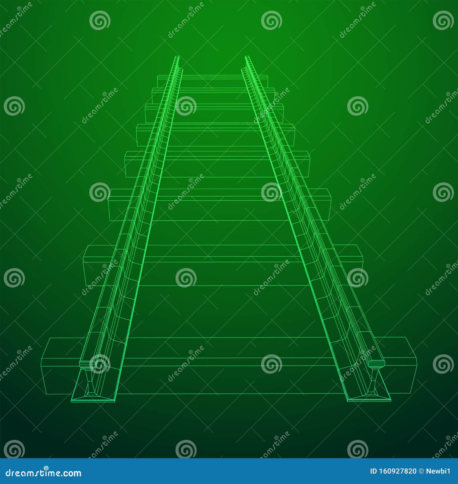 Railway Wireframe Mesh Vector Stock Vector - Illustration of route ...
