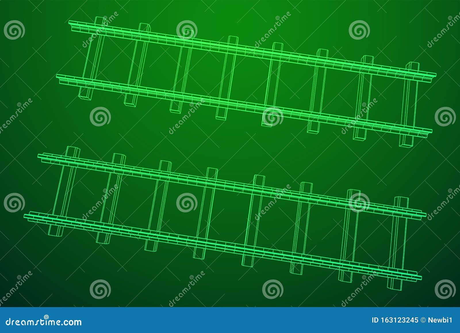 Railway Wireframe Mesh Vector Stock Vector - Illustration of railroad ...