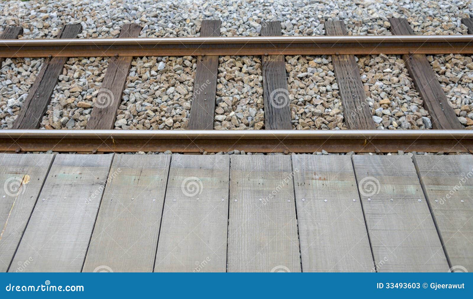 The Railway and Wooden Platform Stock Image - Image of rail, landscape ...