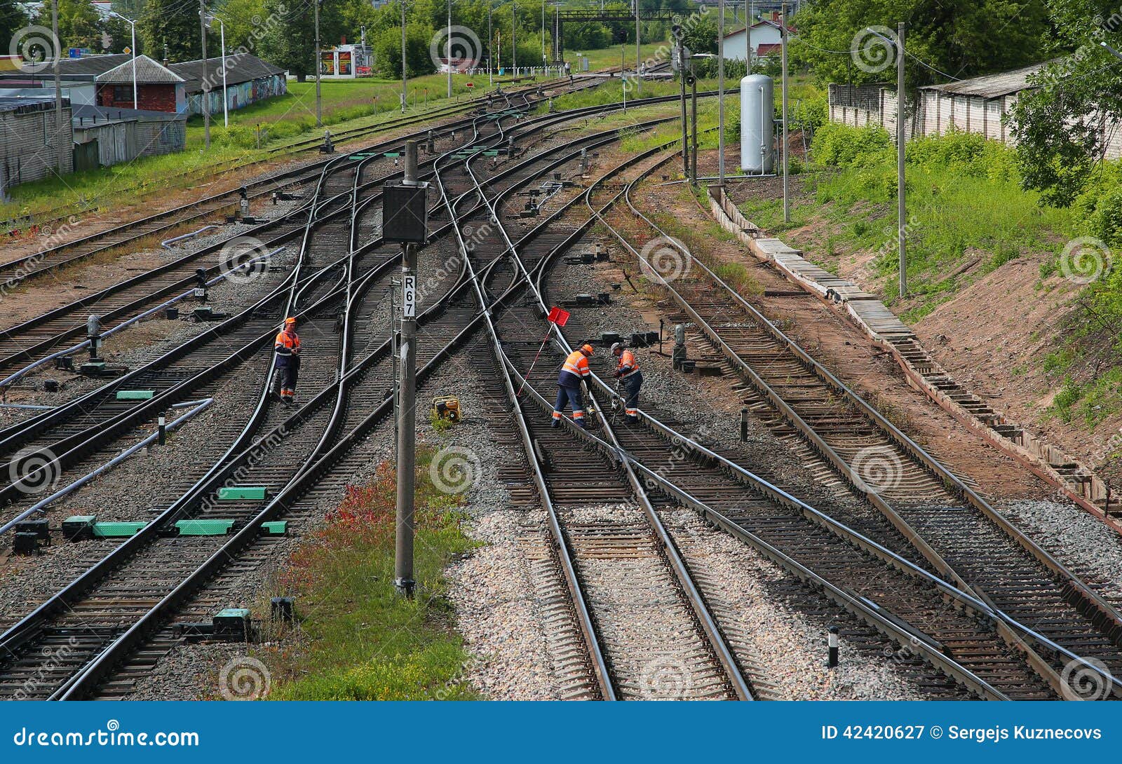 Railway Workers Replacing Rail Tracks And Upgrading System Editorial ...