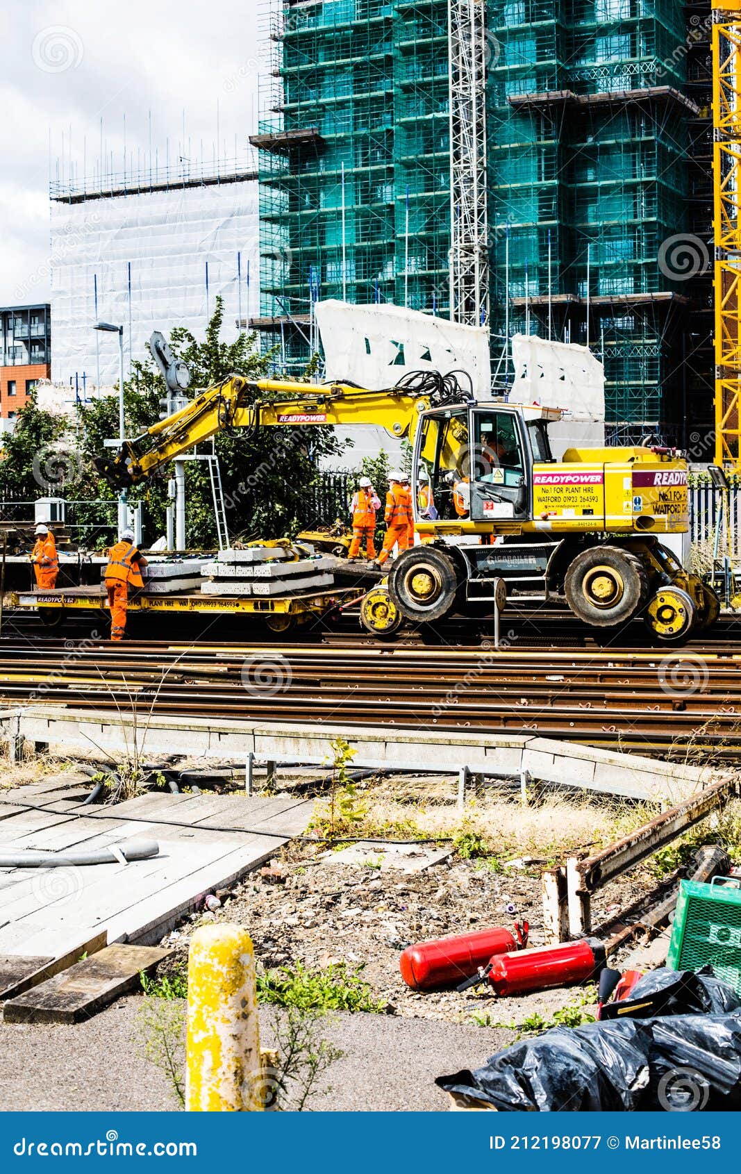 Railway Workers Replacing Rail Tracks and Upgrading System Editorial ...
