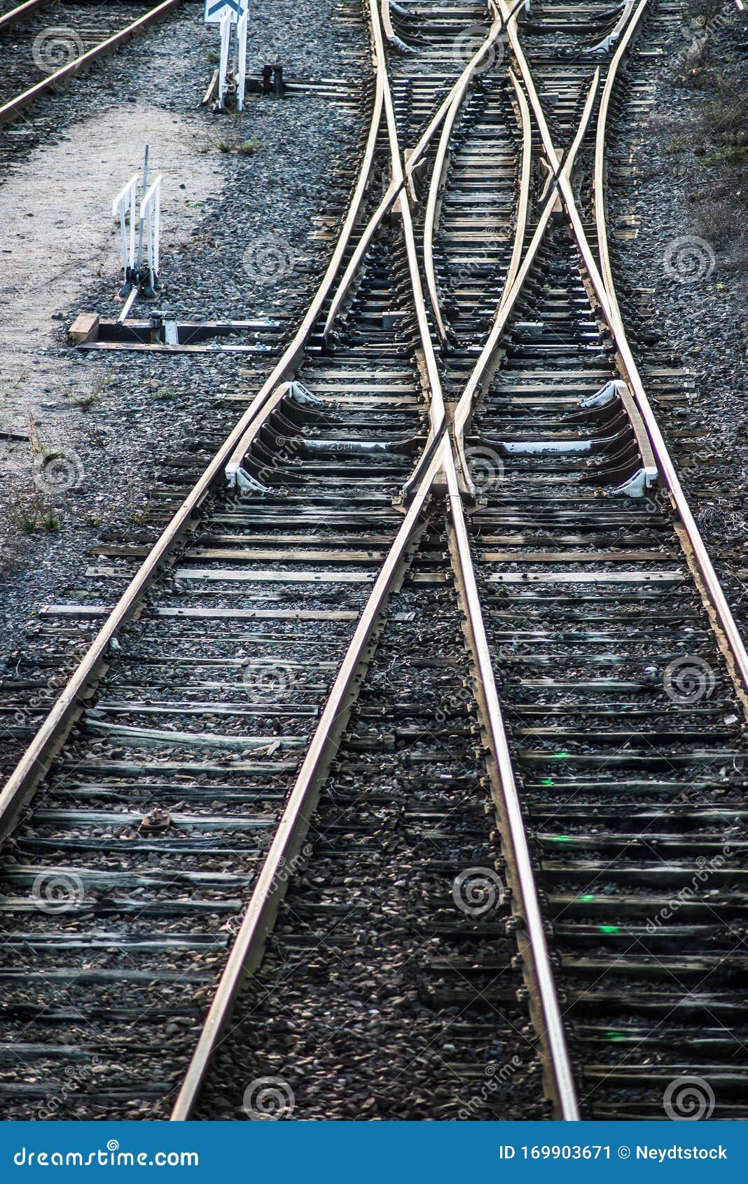 Railways Crossing in the Train Station on Top View Stock Image - Image ...