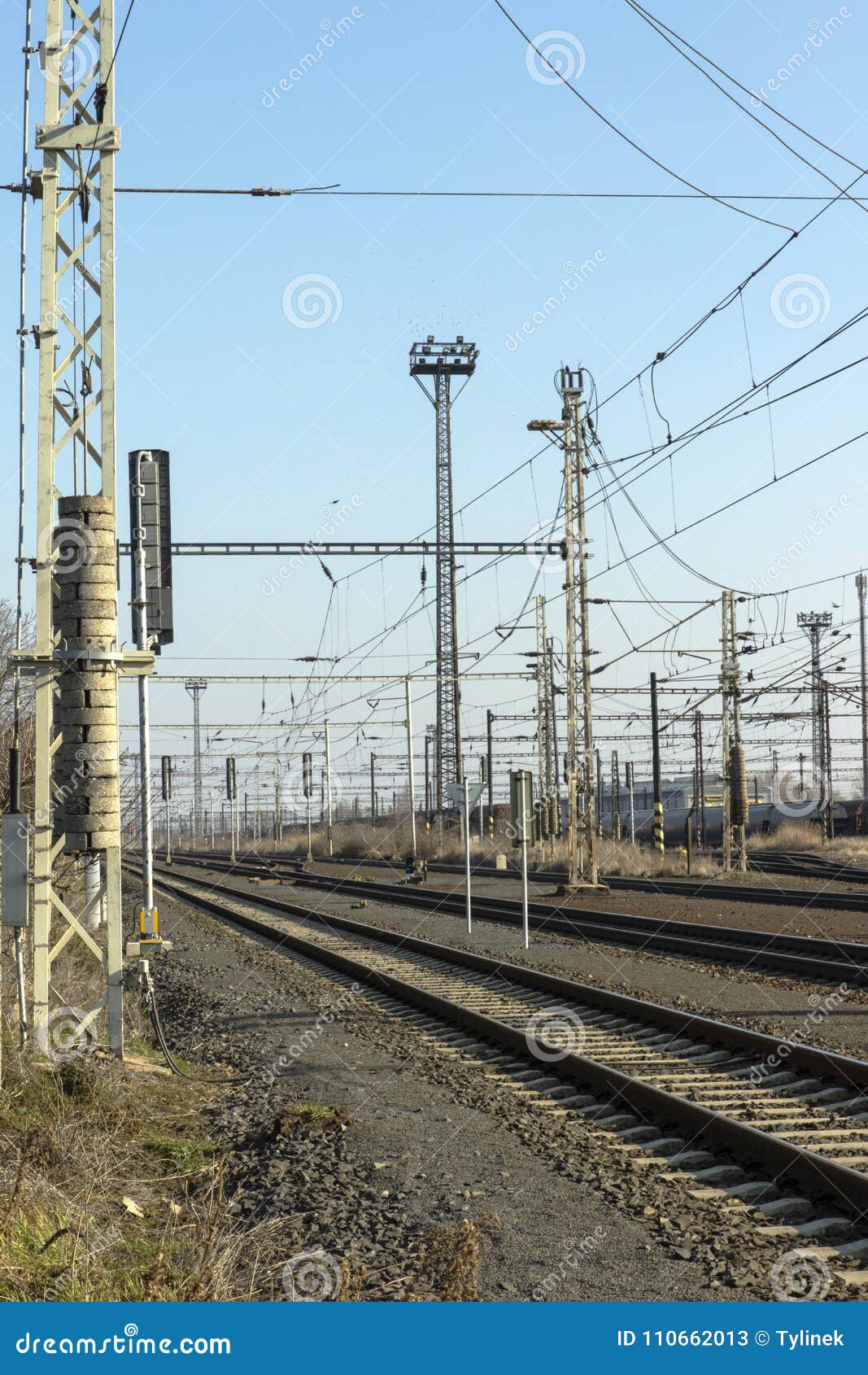 Railways stock image. Image of motion, column, steel - 110662013