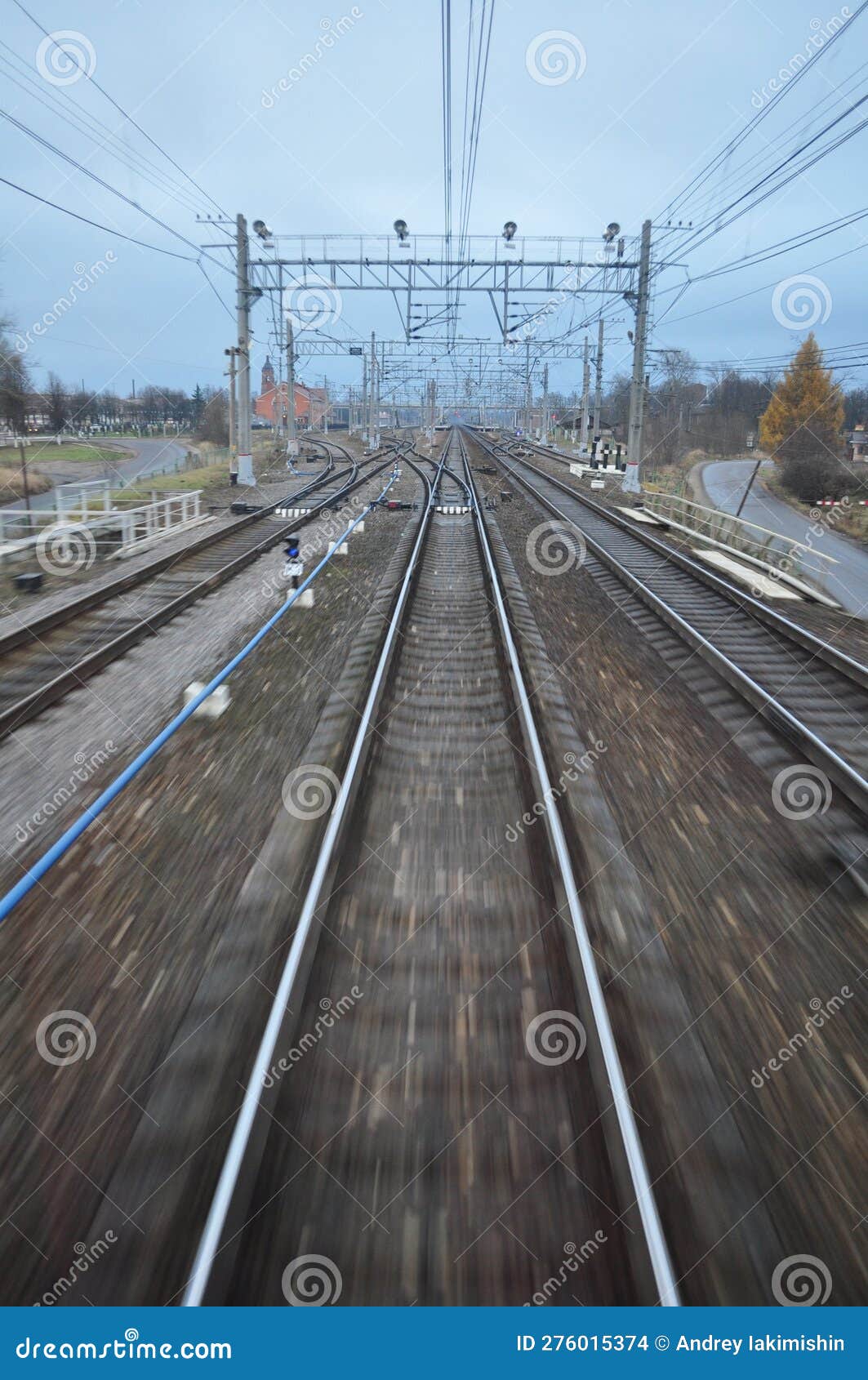 Railways and Electrical Wires Stock Photo - Image of trip, shipping ...