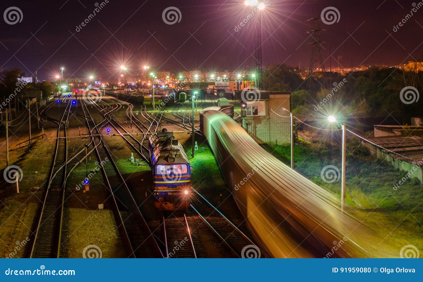 Railways and Trains at Night Editorial Image - Image of color ...