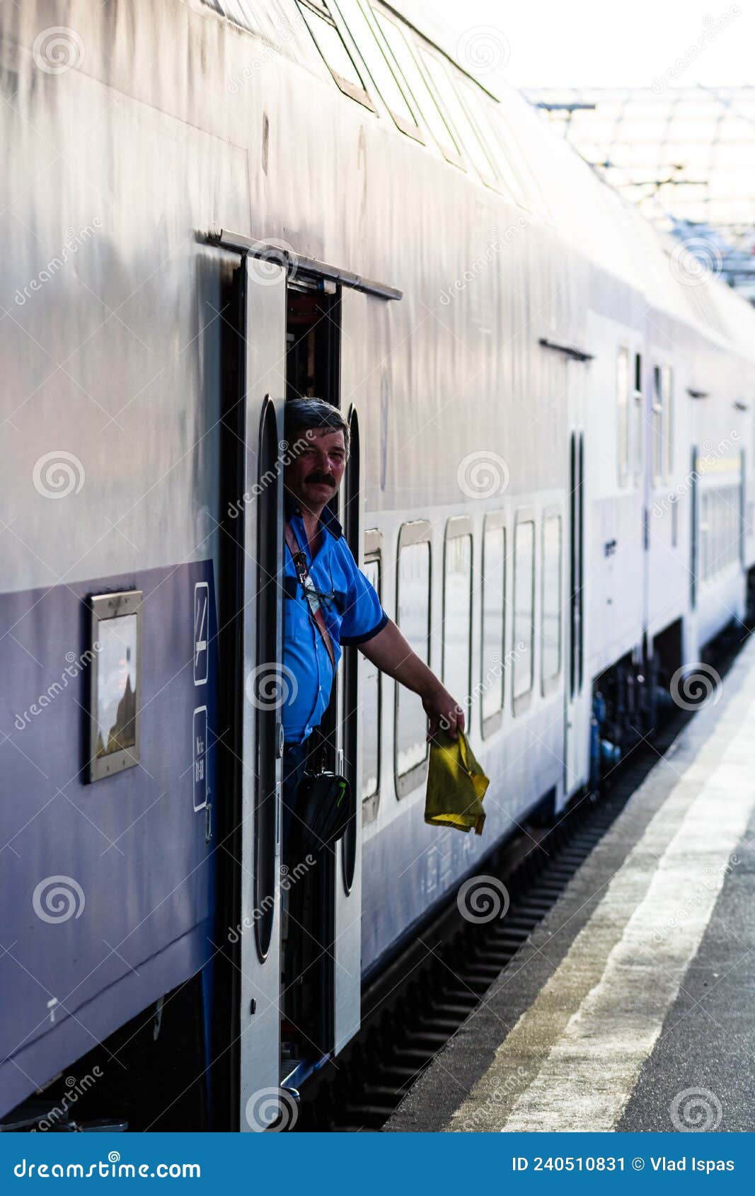 Railworker, Train Staff Signaling for Train Conductor in Bucharest ...