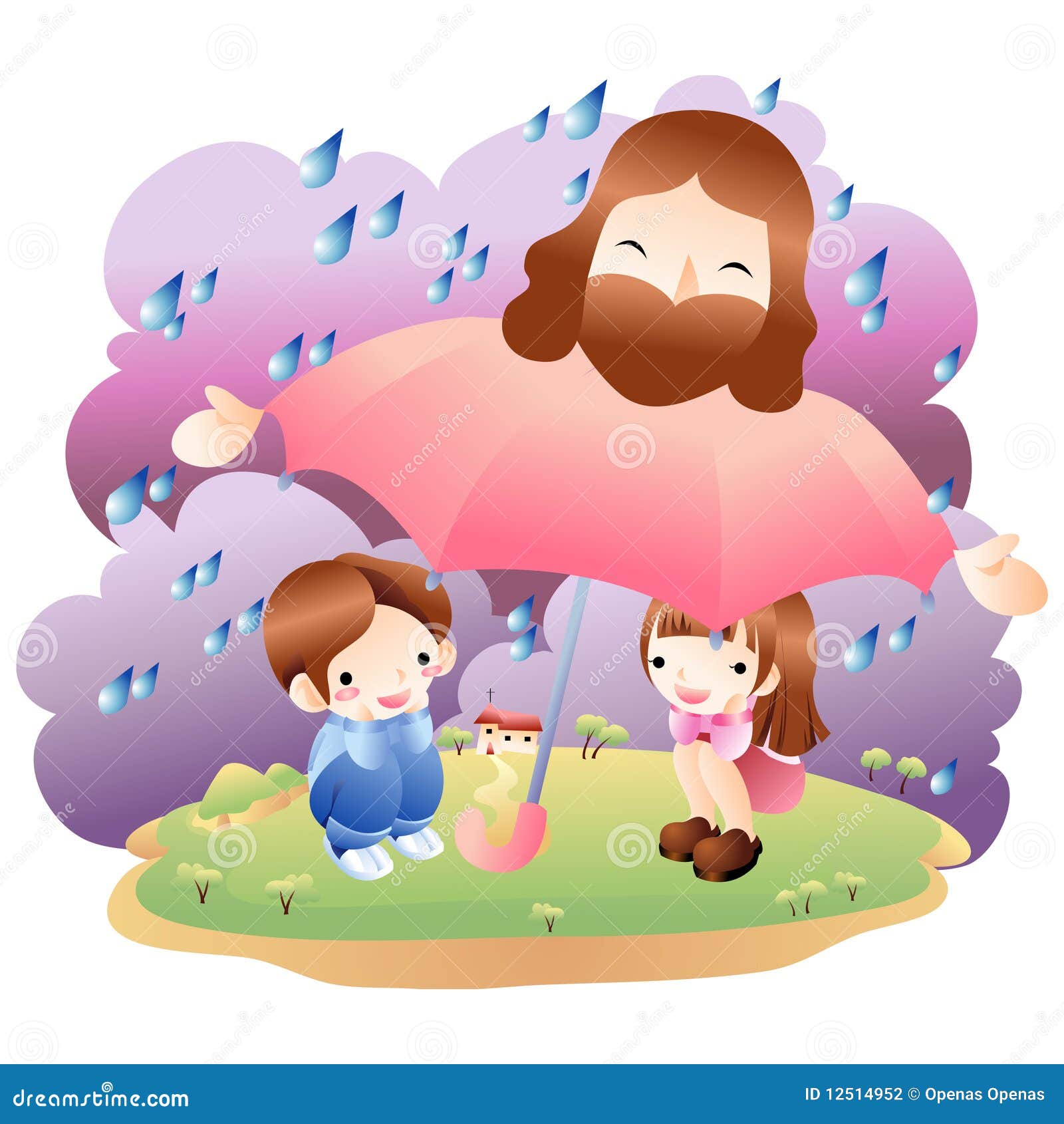 Rain stock vector. Illustration of jesus, child, person - 12514952
