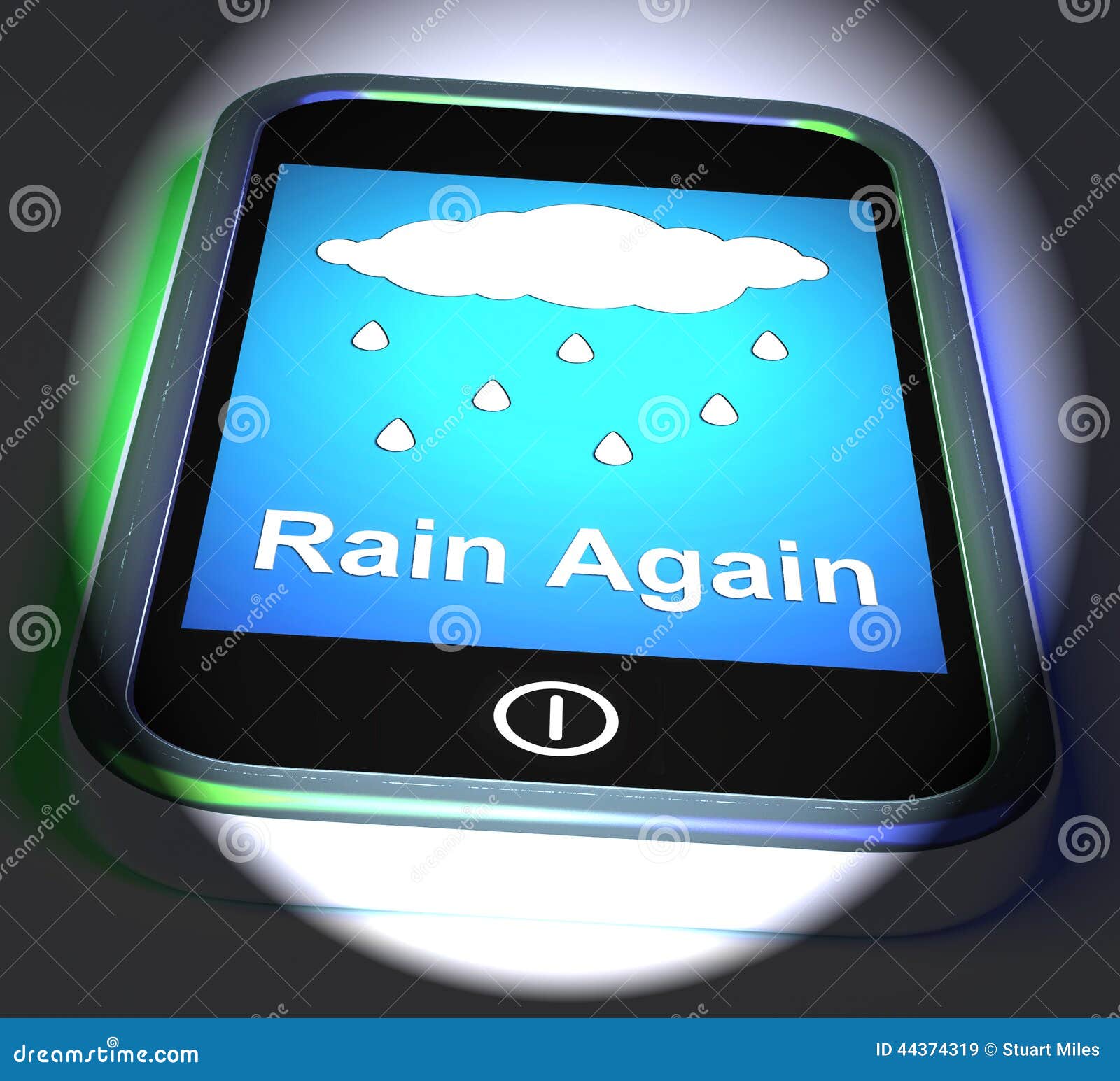 Rain Again on Phone Displays Wet Miserable Weather Stock Illustration ...