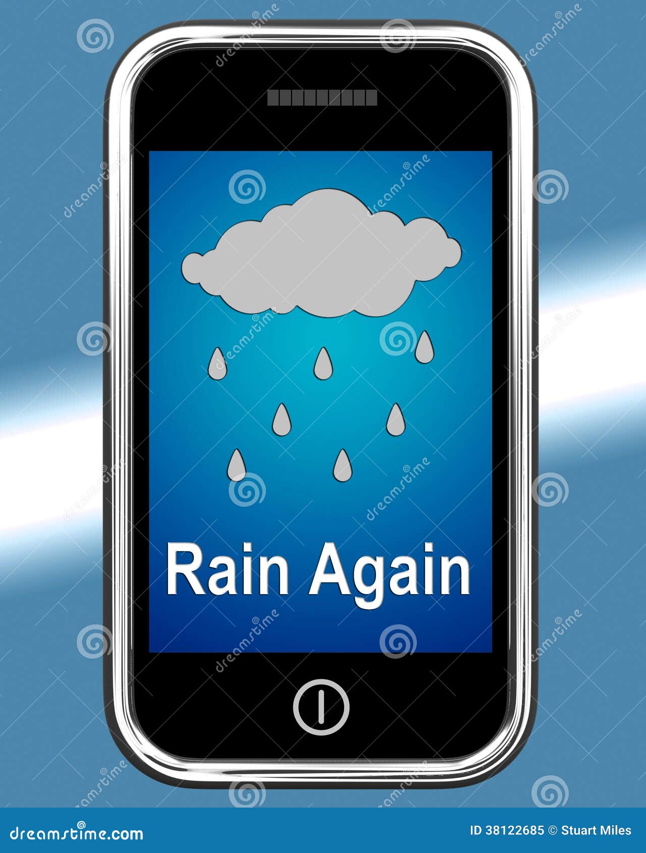 Rain Again on Phone Shows Wet Miserable Weather Stock Illustration ...