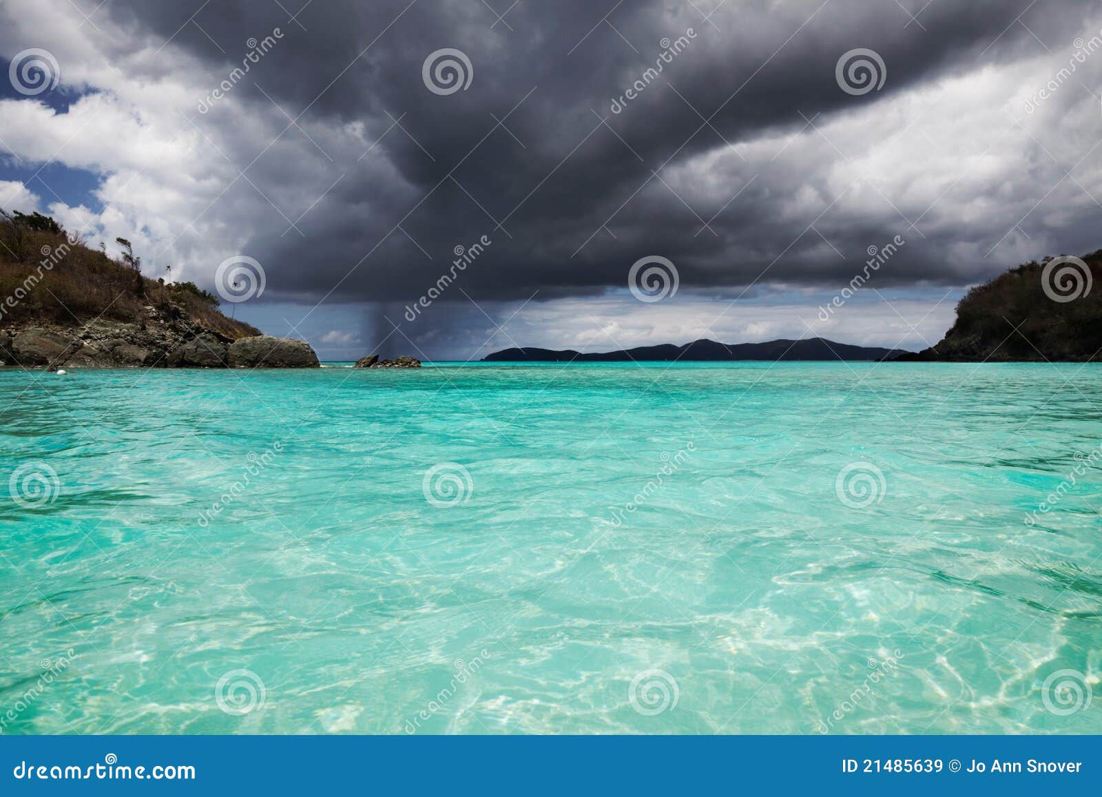 Rain Approaching Tropical Beach Stock Image - Image of horizontal ...