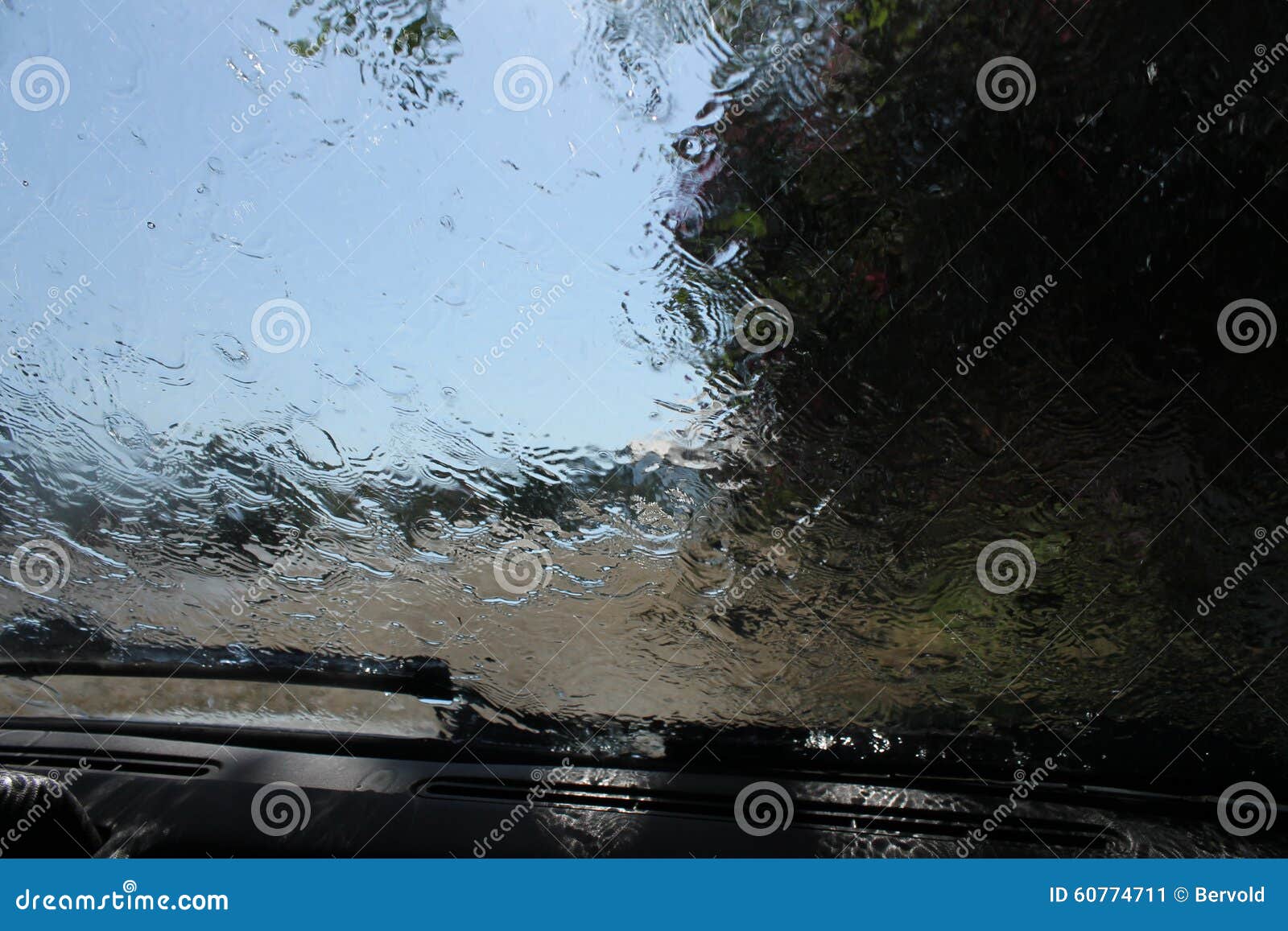 Rain Behind the Windshield of the Car Inside Stock Image - Image of ...