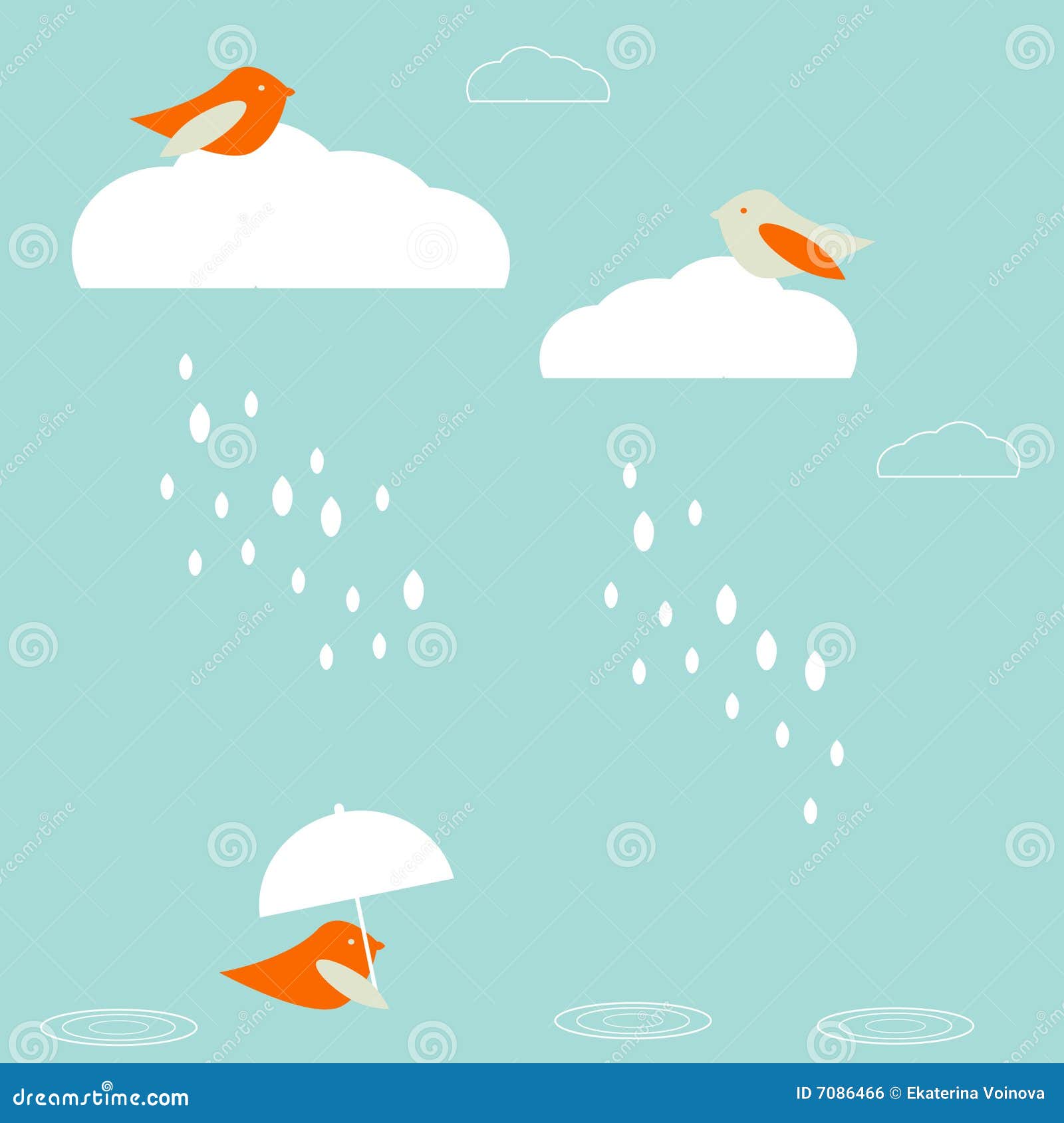 Rain birds stock vector. Illustration of couple, bird - 7086466