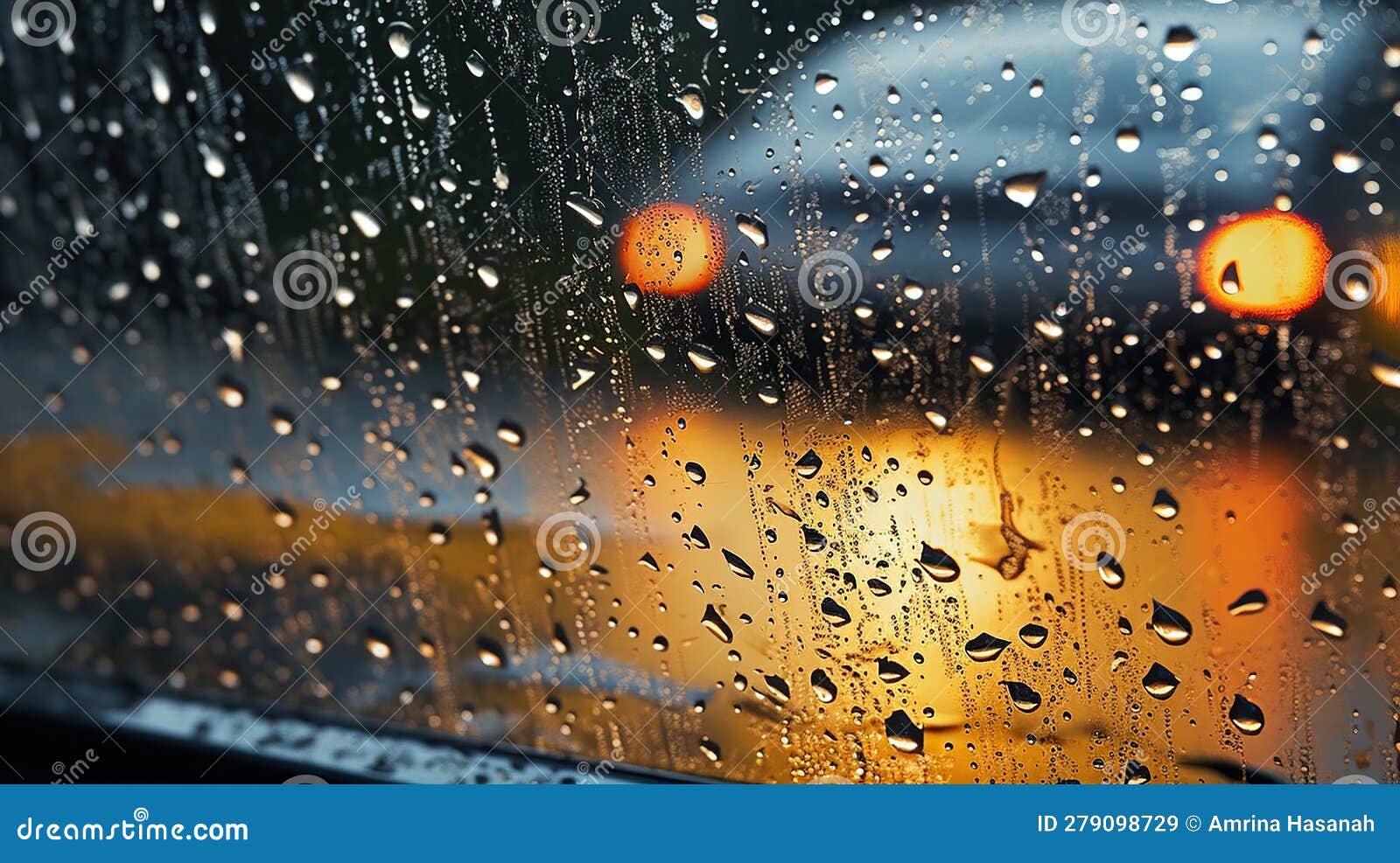 Rain on Car Front Window. Generative Ai Stock Illustration ...