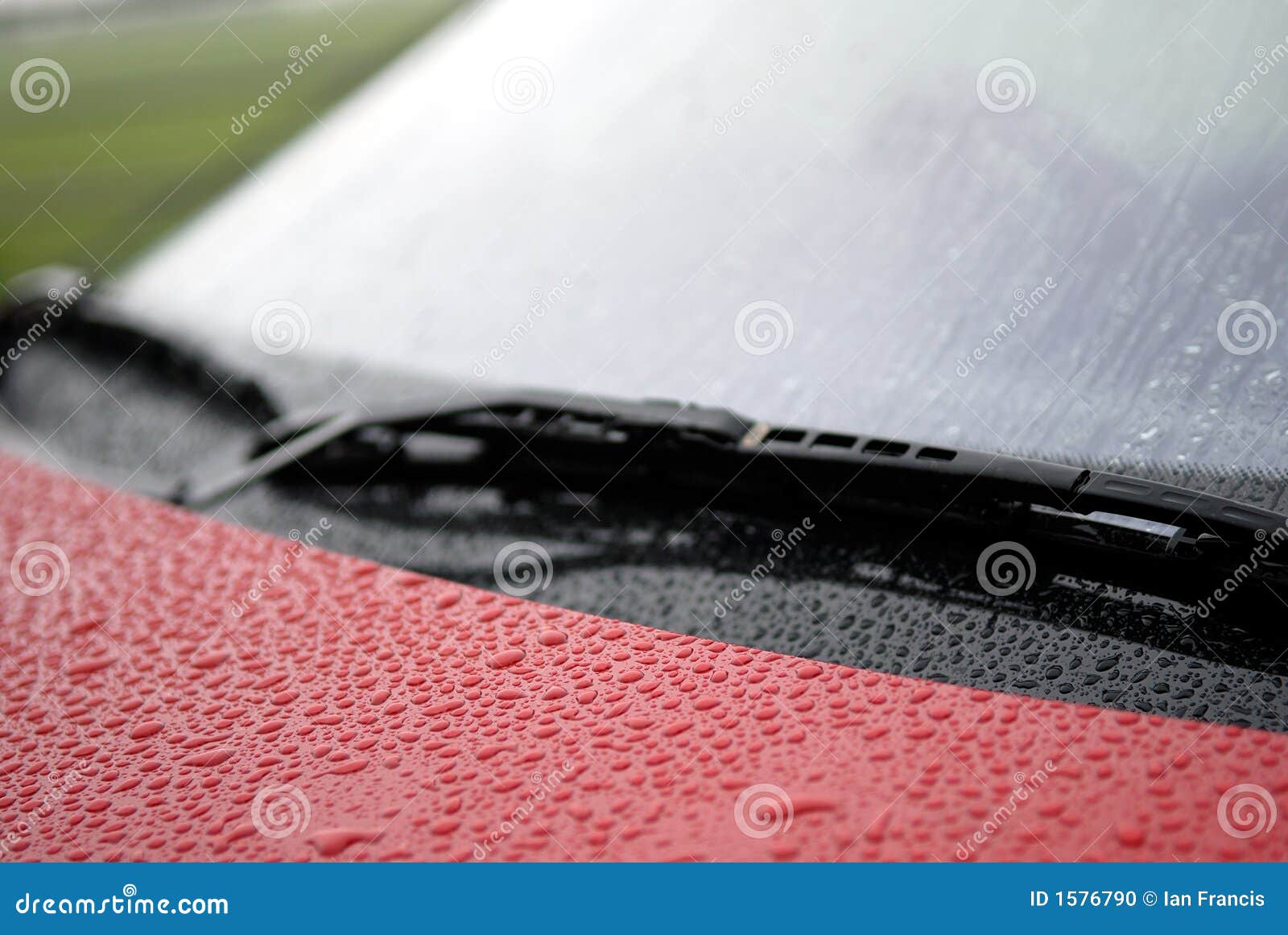 Rain on Car Windscreen. stock photo. Image of background - 1576790