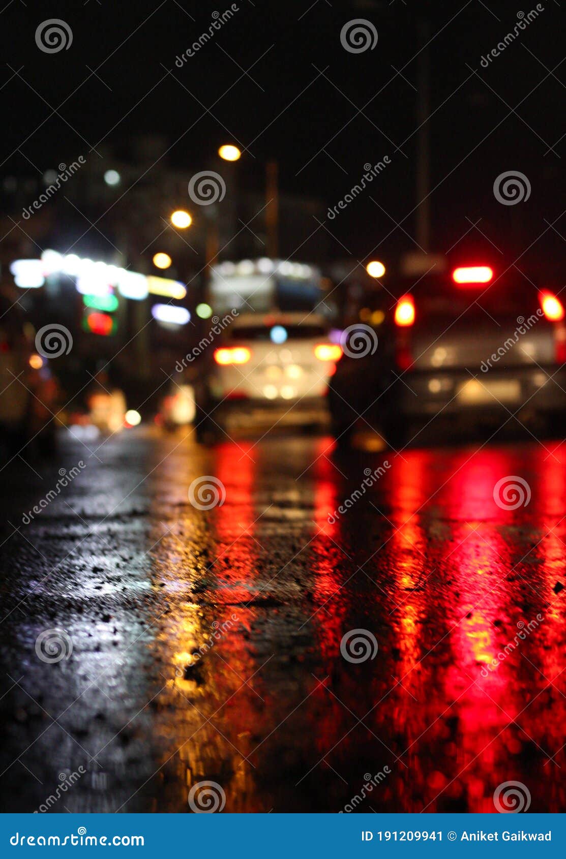 Rain Causing Reflection of Cars on the Road Stock Image - Image of ...