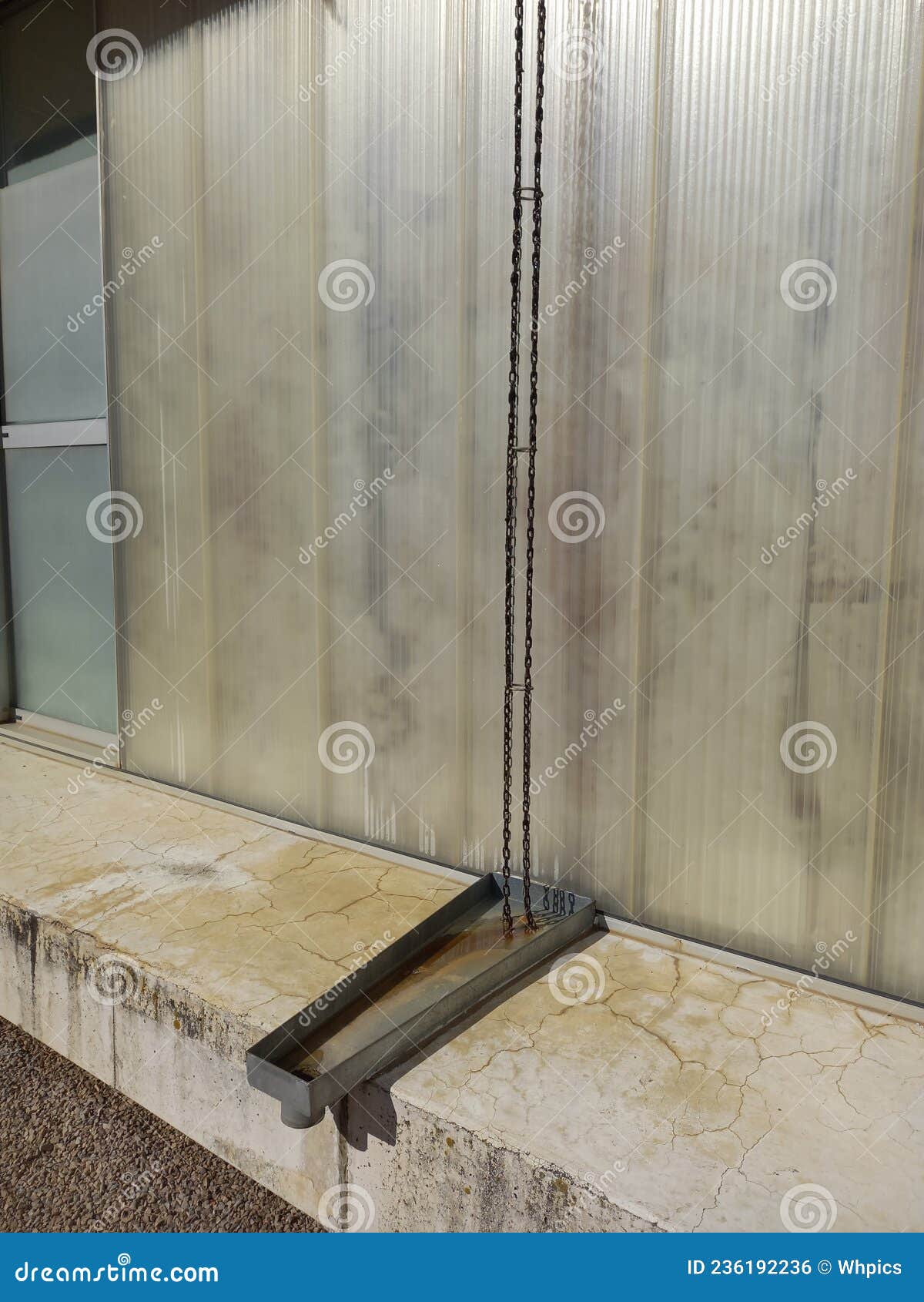 Rain Chain Drainage System on the Wall Stock Photo - Image of flow ...