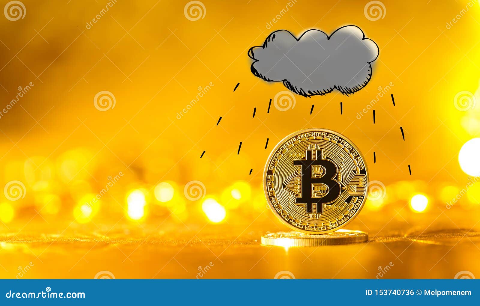 Rain cloud with bitcoin stock photo. Image of market - 153740736
