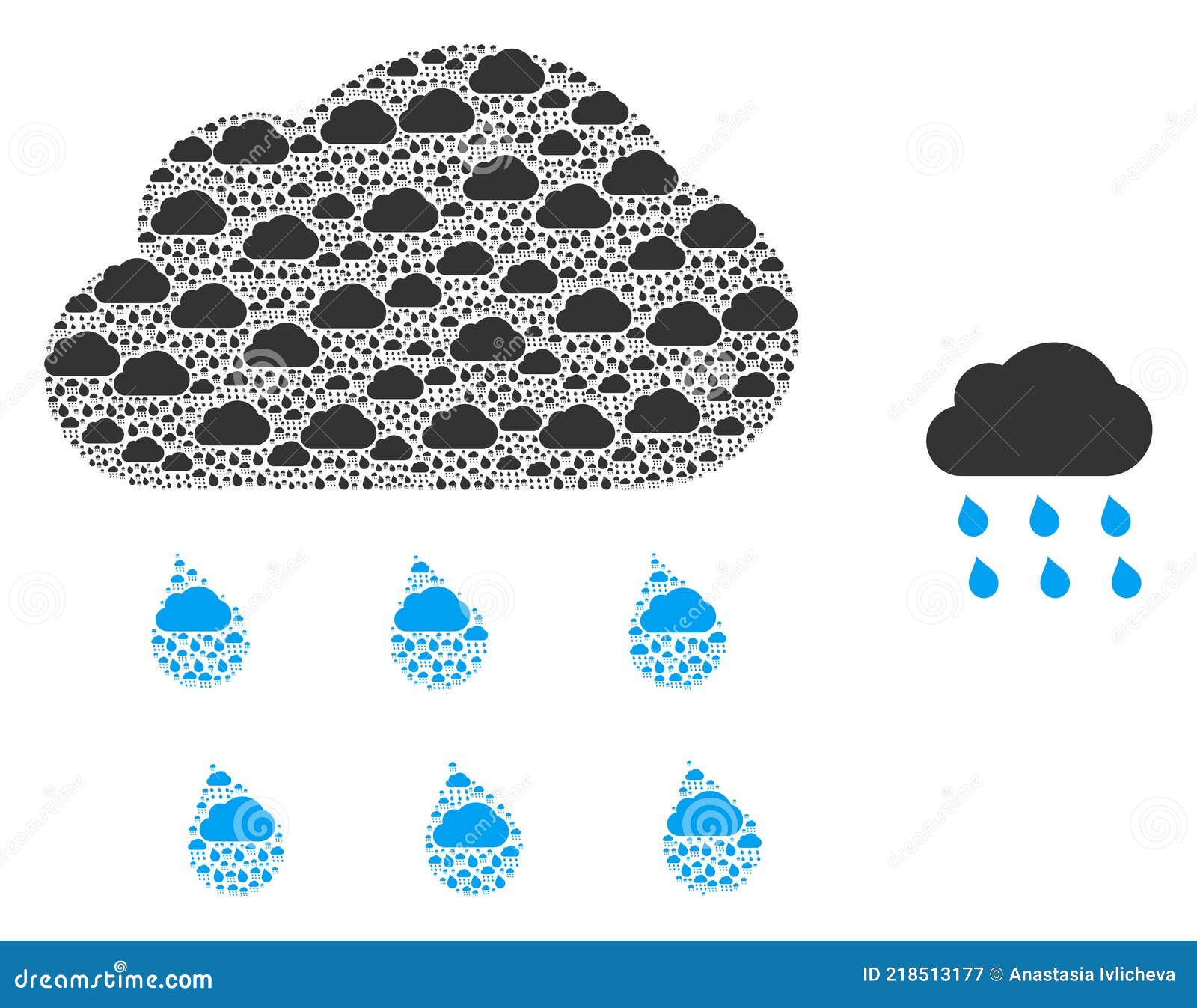 Rain Cloud Fractal Icon Composition Stock Vector - Illustration of ...