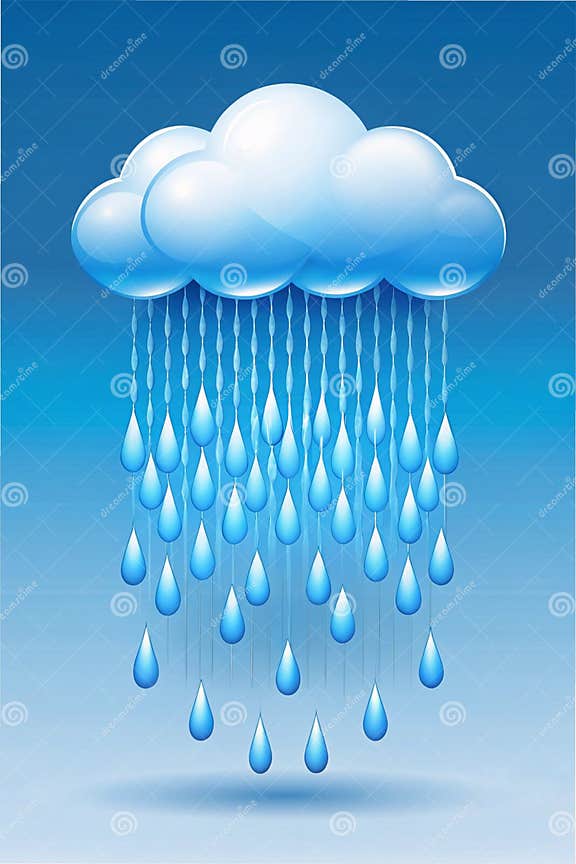 Rain and Cloud Icon or 3D Styles Stock Illustration - Illustration of ...