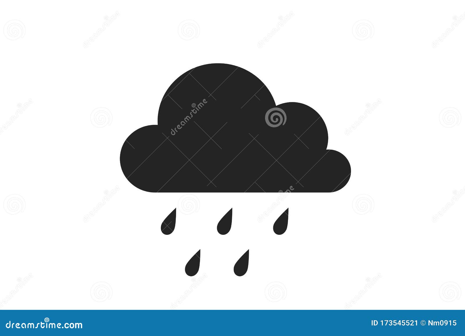 Rain Cloud Icon. Rainy Symbol in Simple Flat Design. Weather Forecast ...