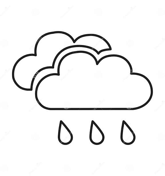 Rain and Cloud Icon Vector Line Stock Vector - Illustration of rain ...