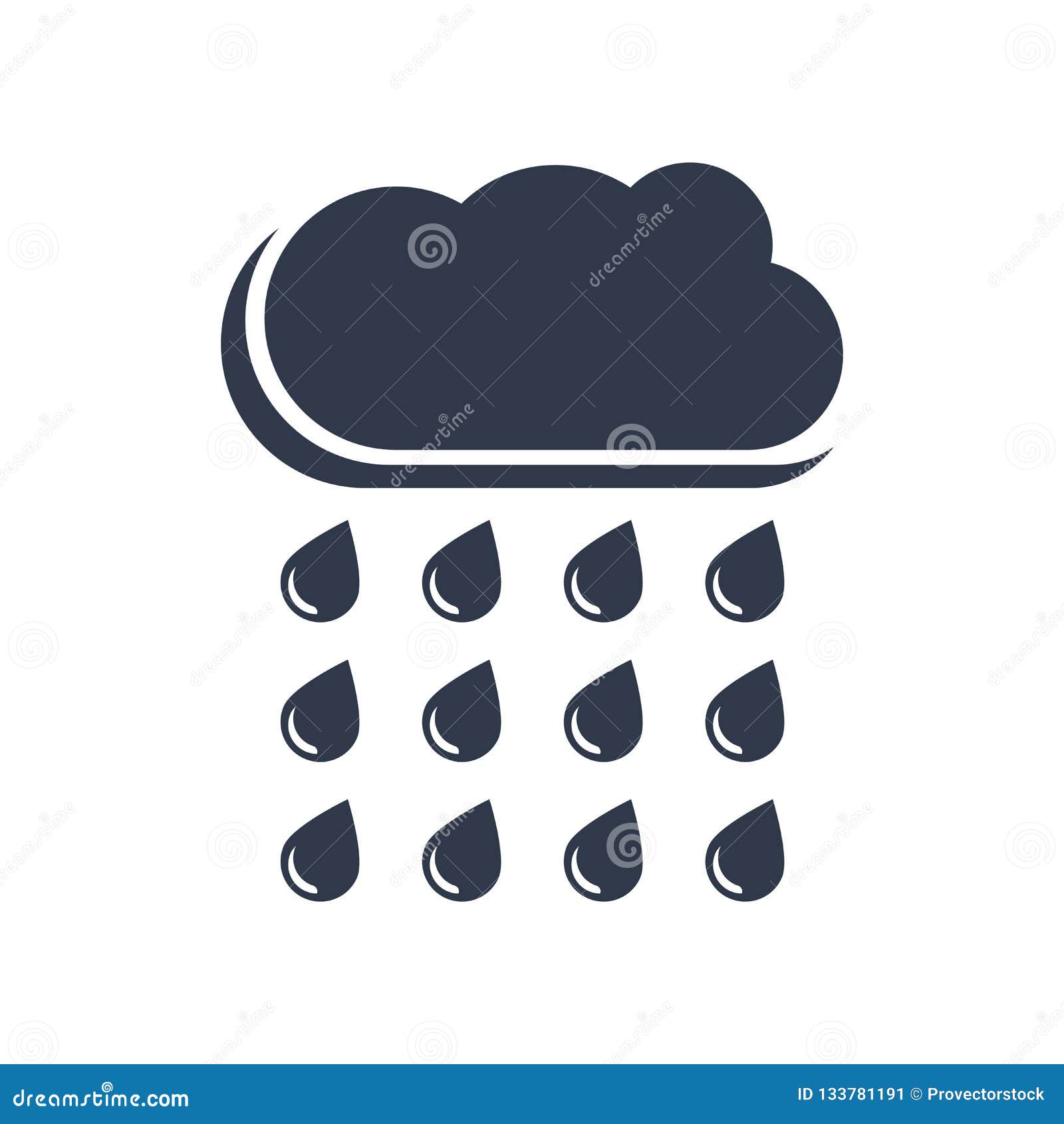 Rain Cloud Icon Vector Sign and Symbol Isolated on White Background ...