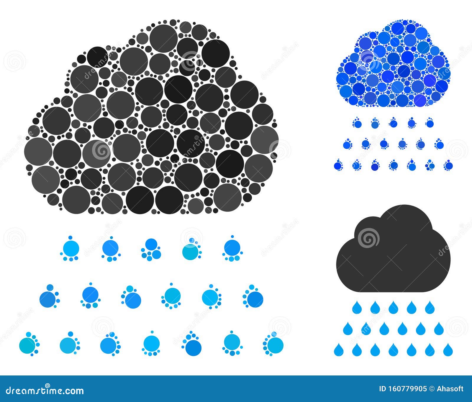 Rain Cloud Mosaic Icon of Round Dots Stock Vector - Illustration of ...