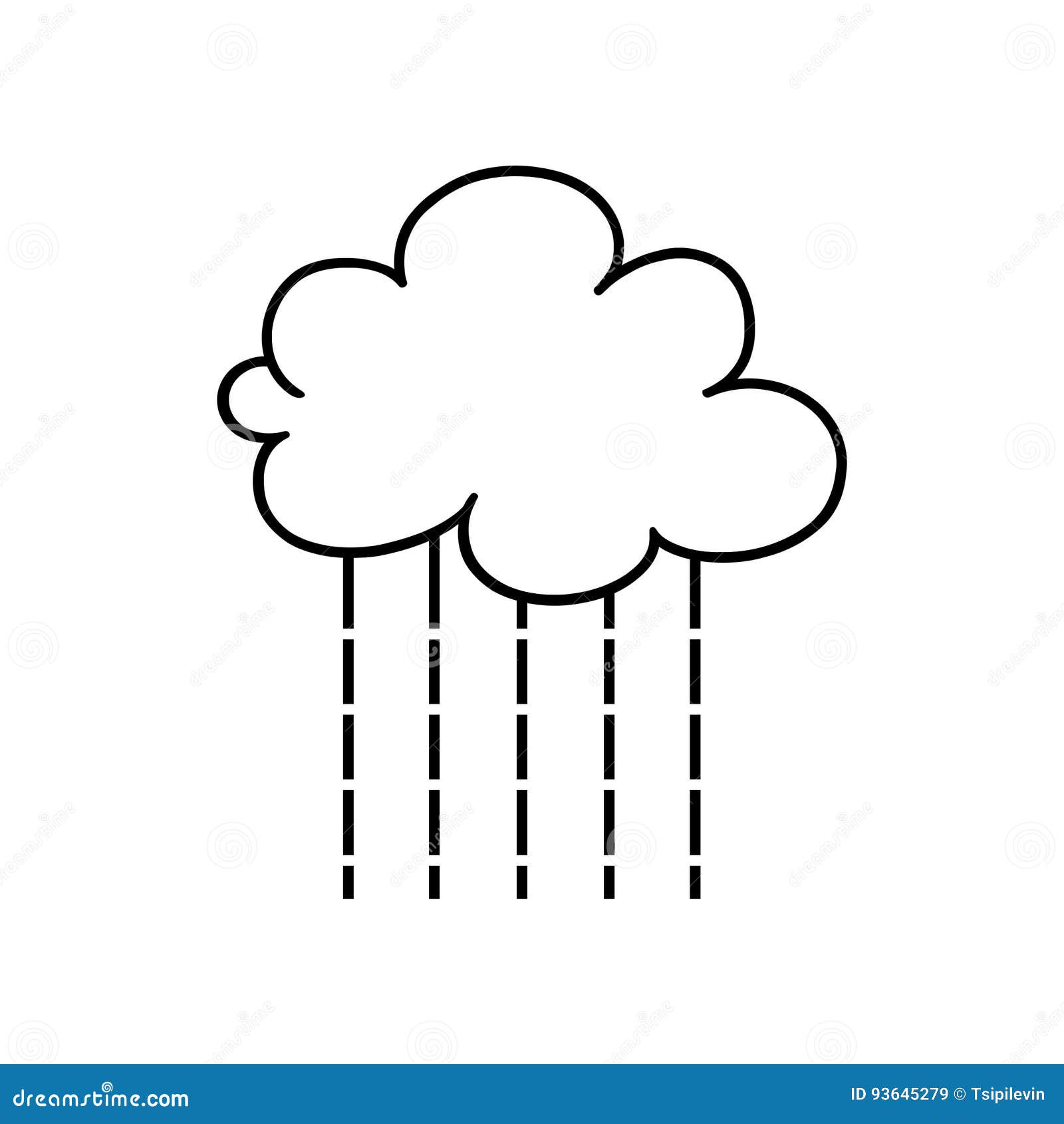 Rain Cloud Black and White Illustration Stock Illustration ...