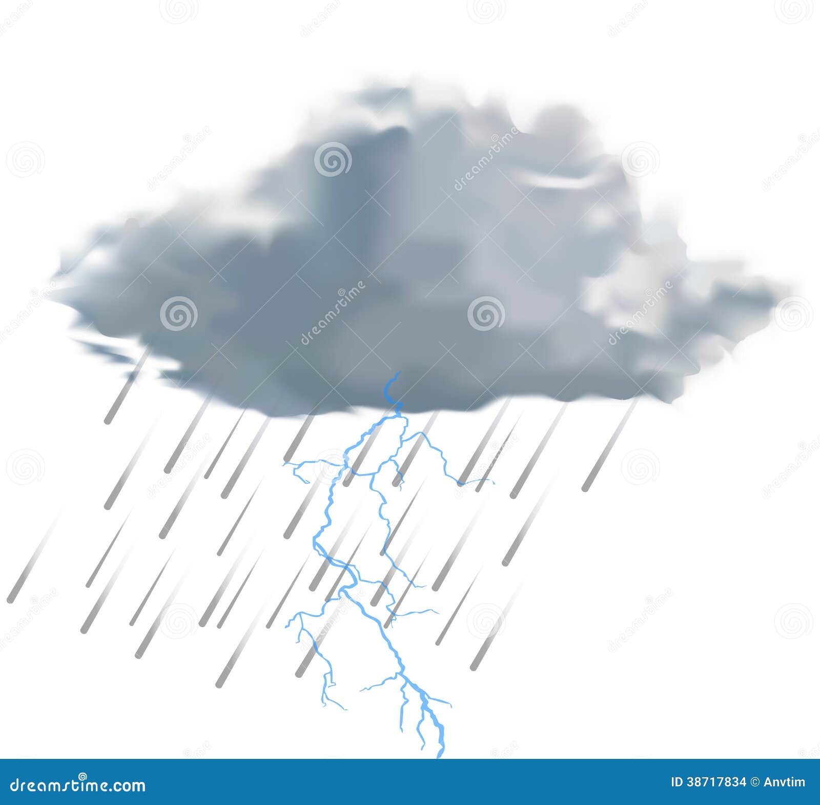 Rain Cloud with Raindrops and Lightning Stock Vector - Illustration of ...