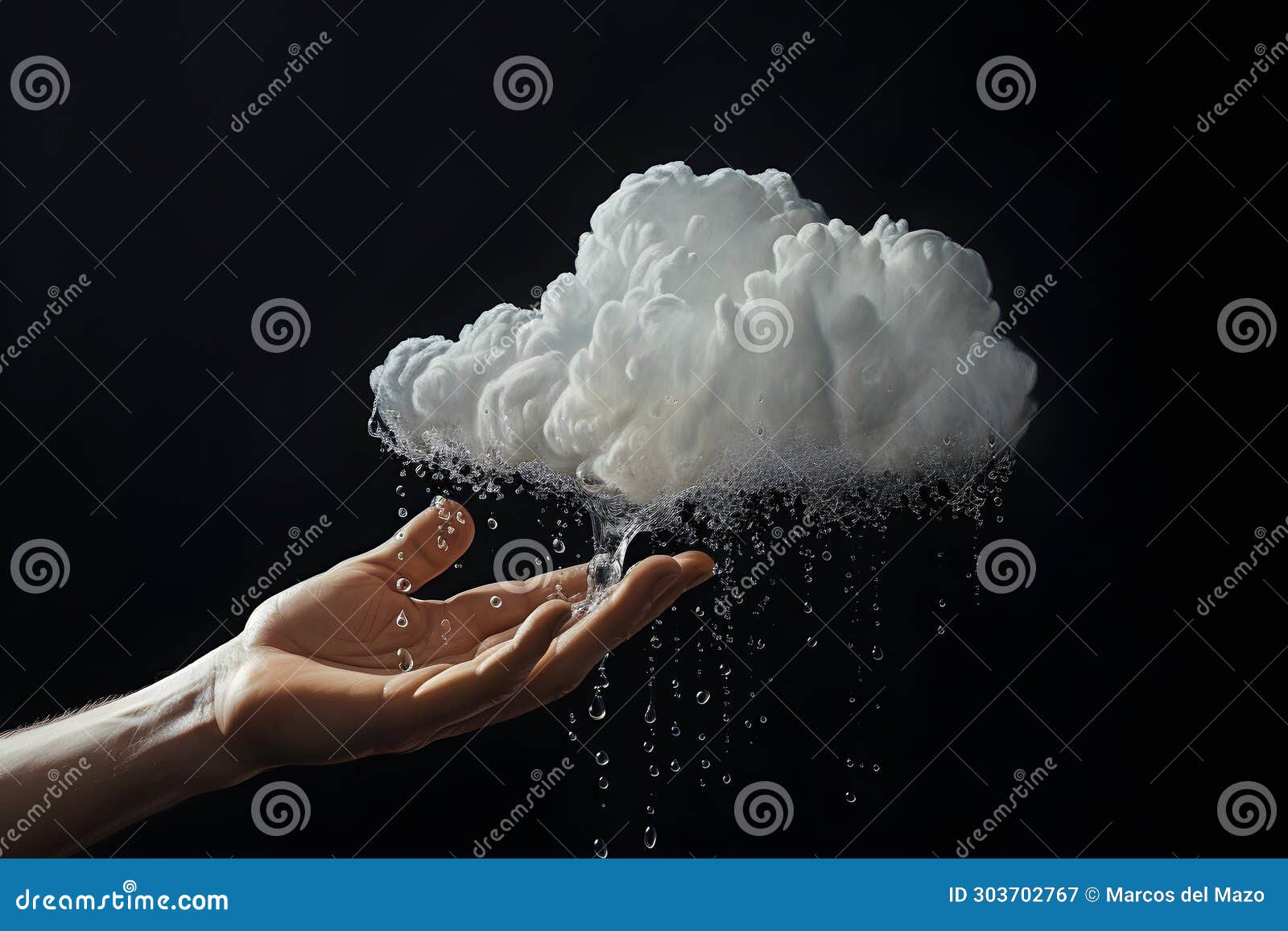 Rain, a Cloud Raining on a Hand Stock Illustration - Illustration of ...