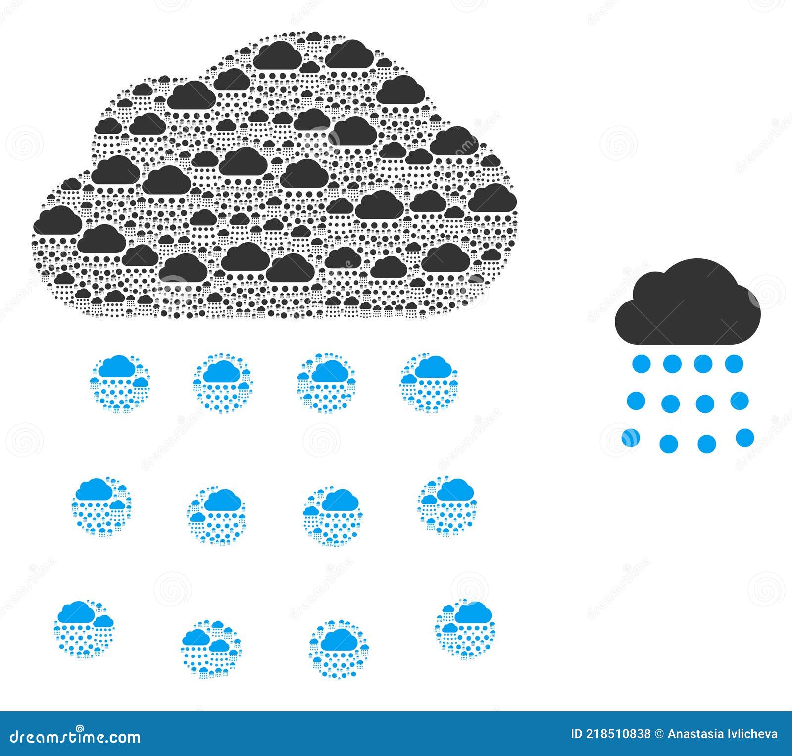 Rain Cloud Recursion Icon Composition Stock Vector - Illustration of ...