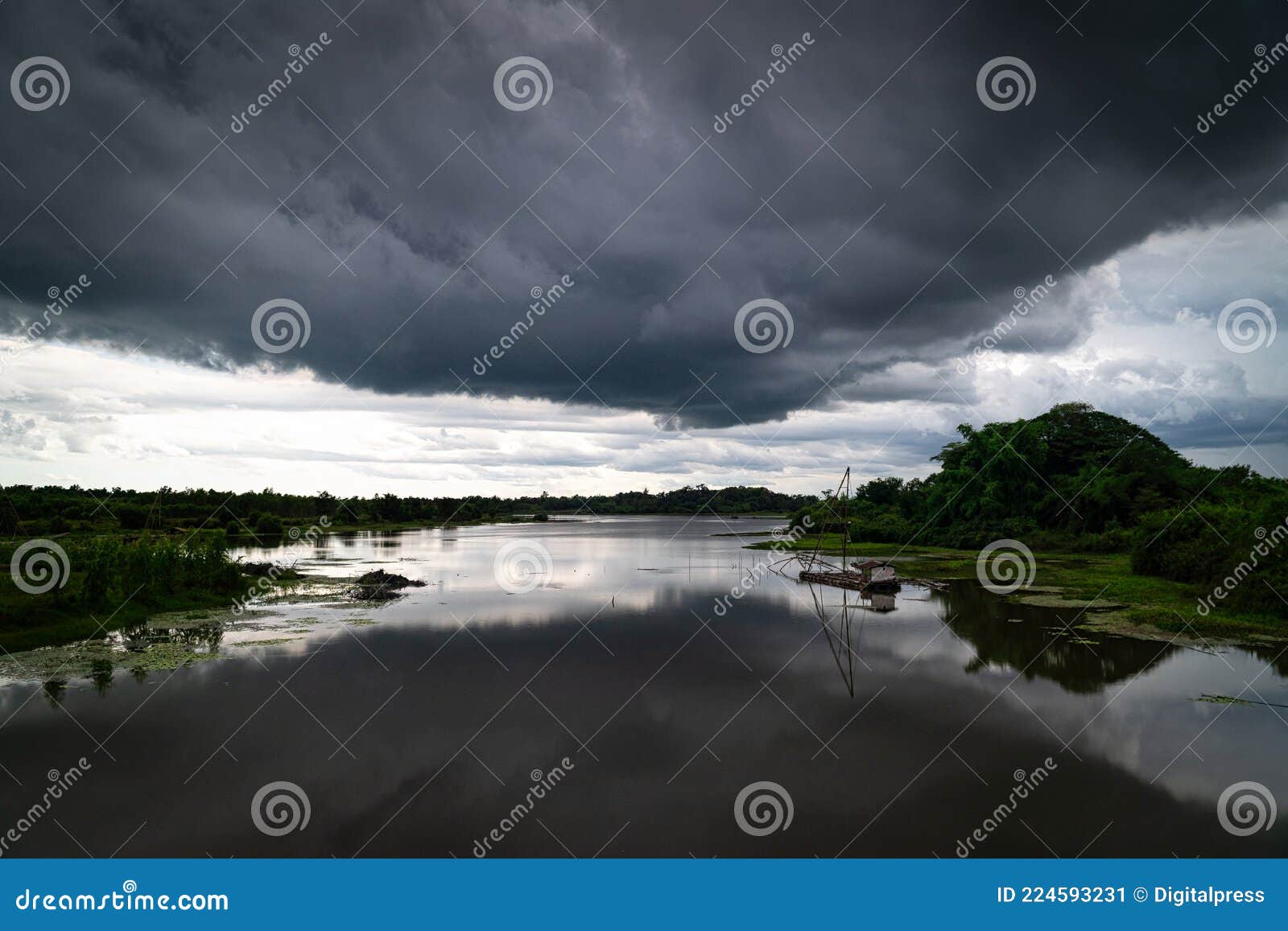 Rain Cloud Reflection Lake stock image. Image of reflection - 224593231