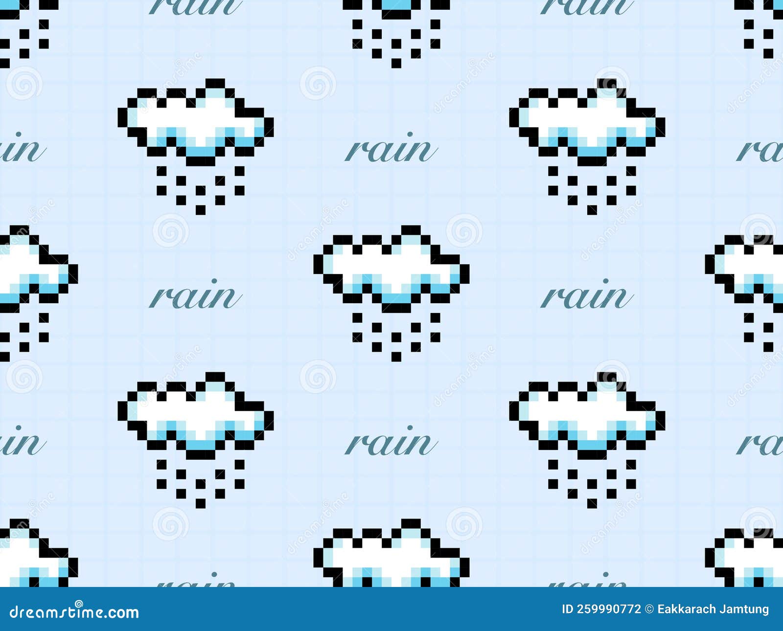 Rain Cloud Seamless Pattern on Blue Background Stock Illustration ...