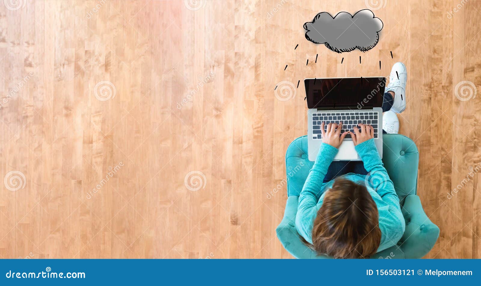 Rain Cloud with Woman Using Laptop Stock Image - Image of rainy ...