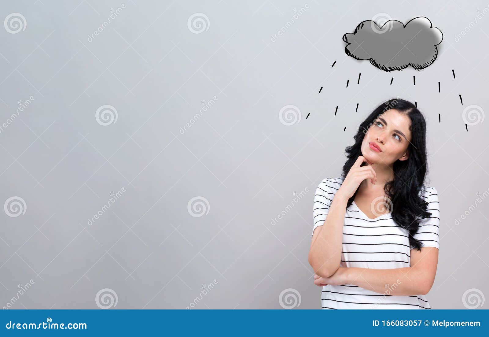 Rain Cloud with Young Woman Stock Image - Image of crisis, person ...