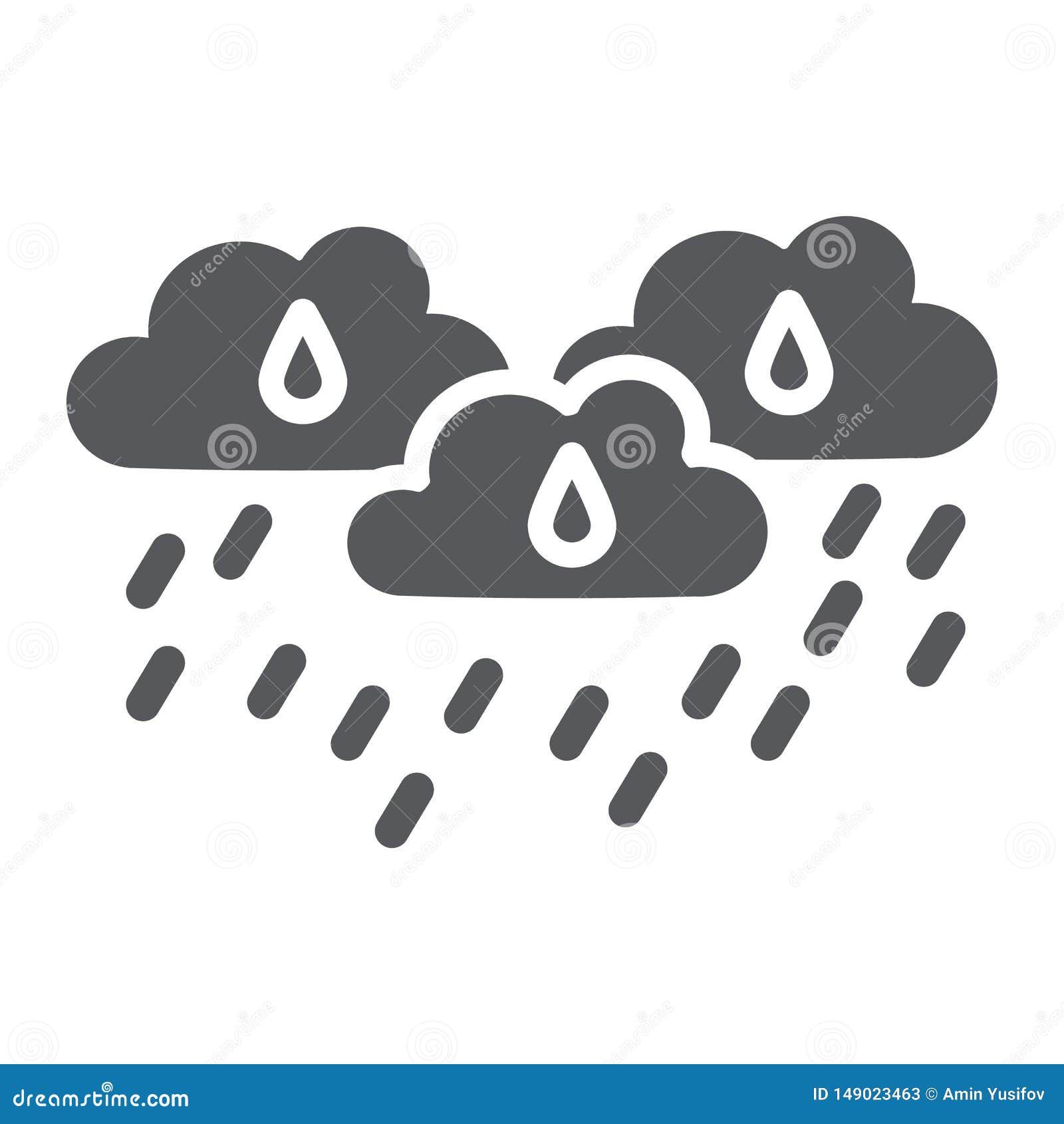 Rain Clouds Glyph Icon, Weather and Forecast, Rainy Day Sign, Vector ...