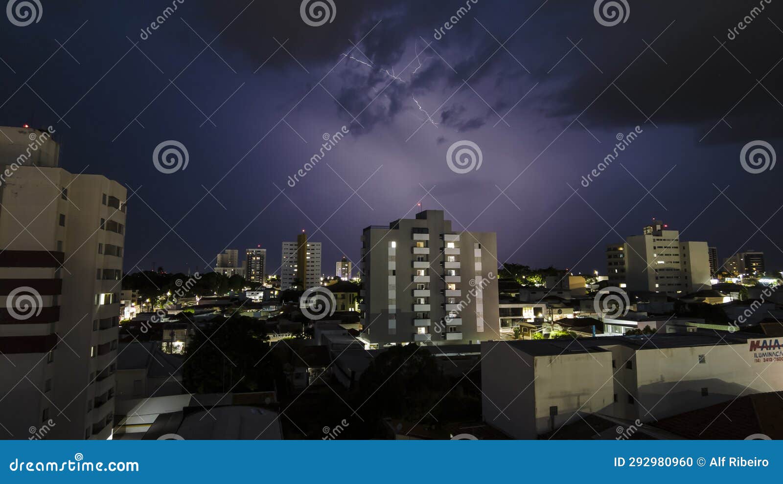 Rain Clouds Loaded with Lightning and Lightning Arrive in the City of ...
