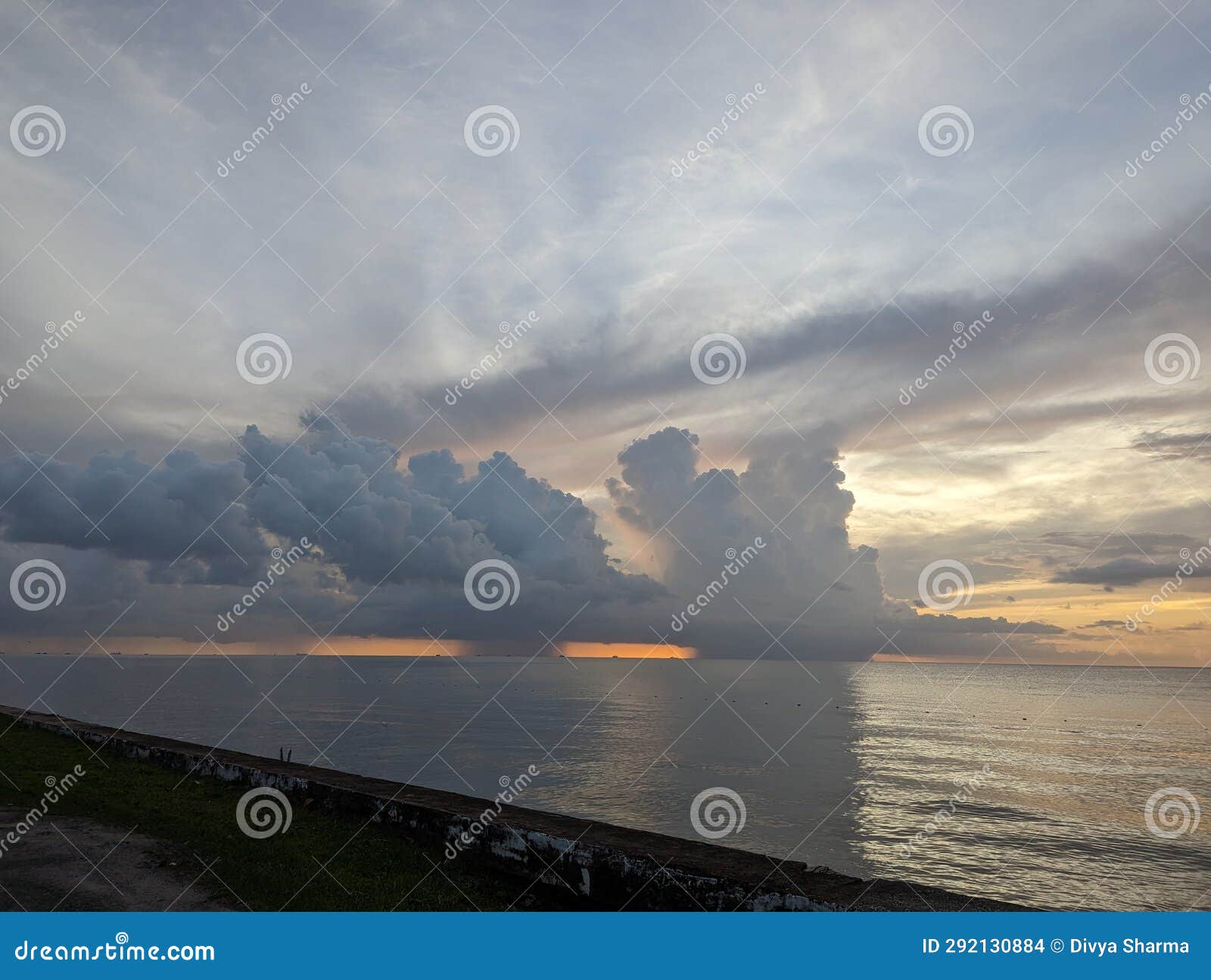 Rain from the Clouds into the Ocean Stock Photo - Image of clouds ...