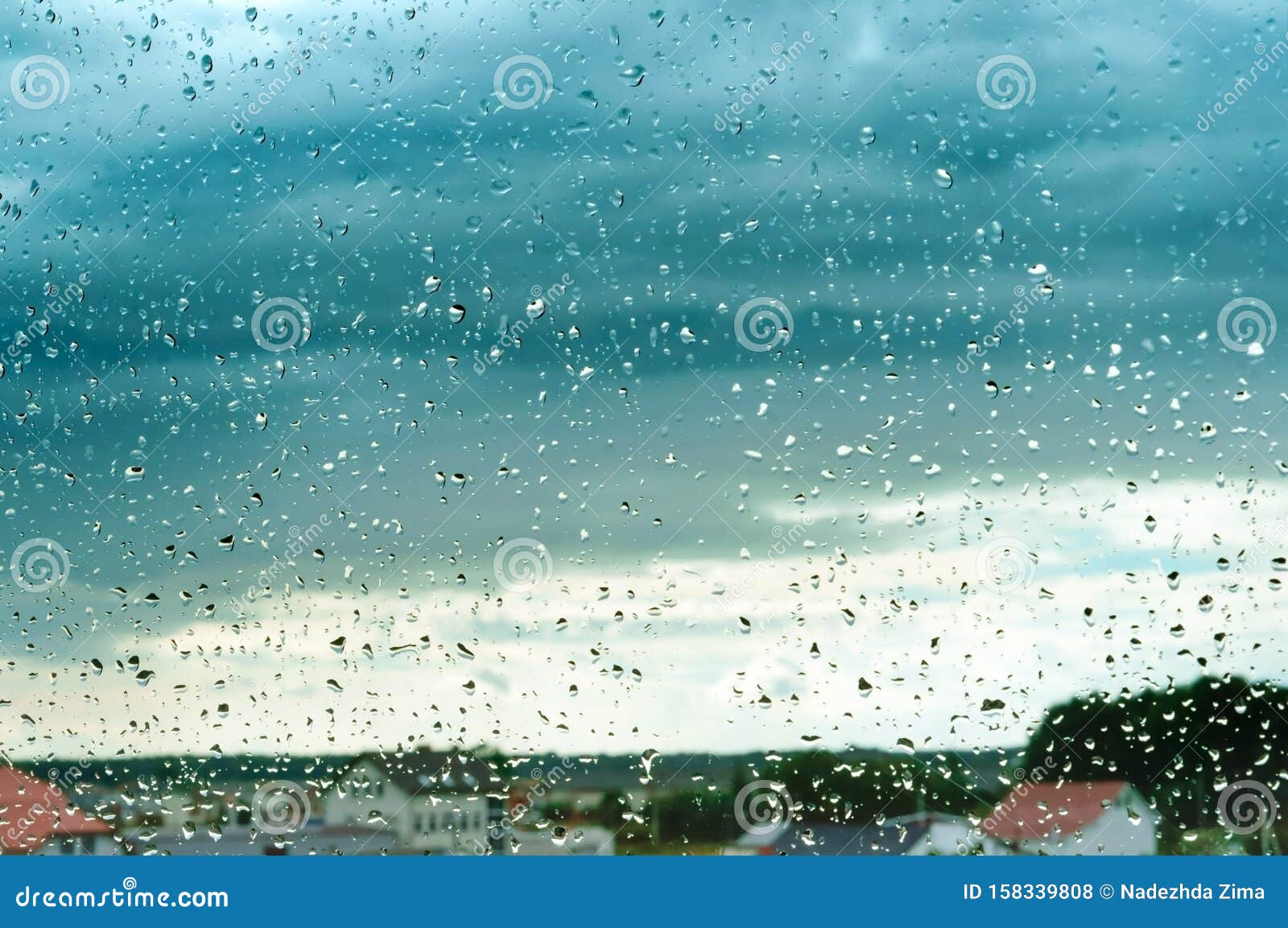 Raindrops on the Window, Rain and Clouds Outside the Window Stock Photo ...