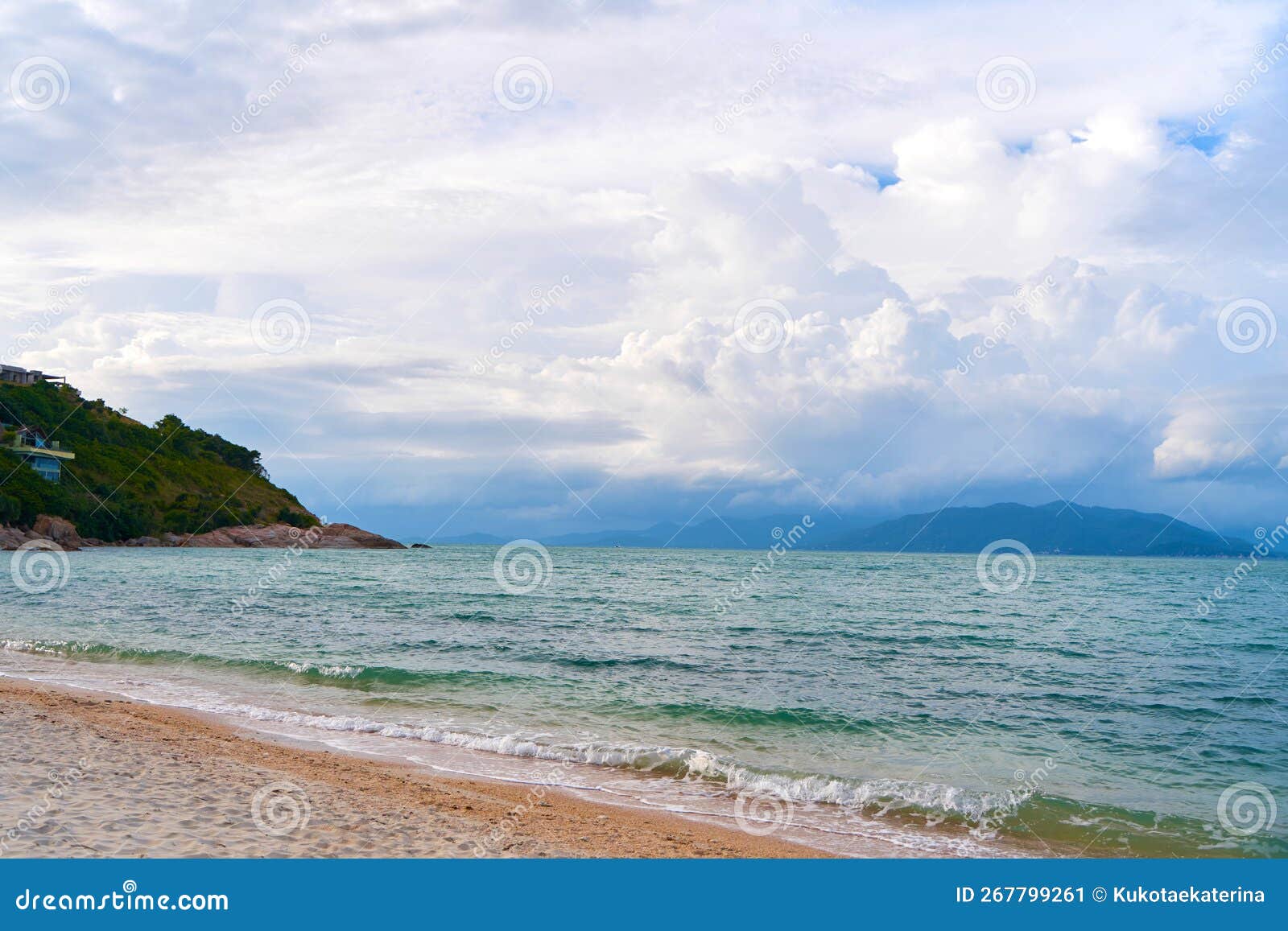 Rain Clouds Over an Island in the Sea. the Rain is Coming Stock Image ...